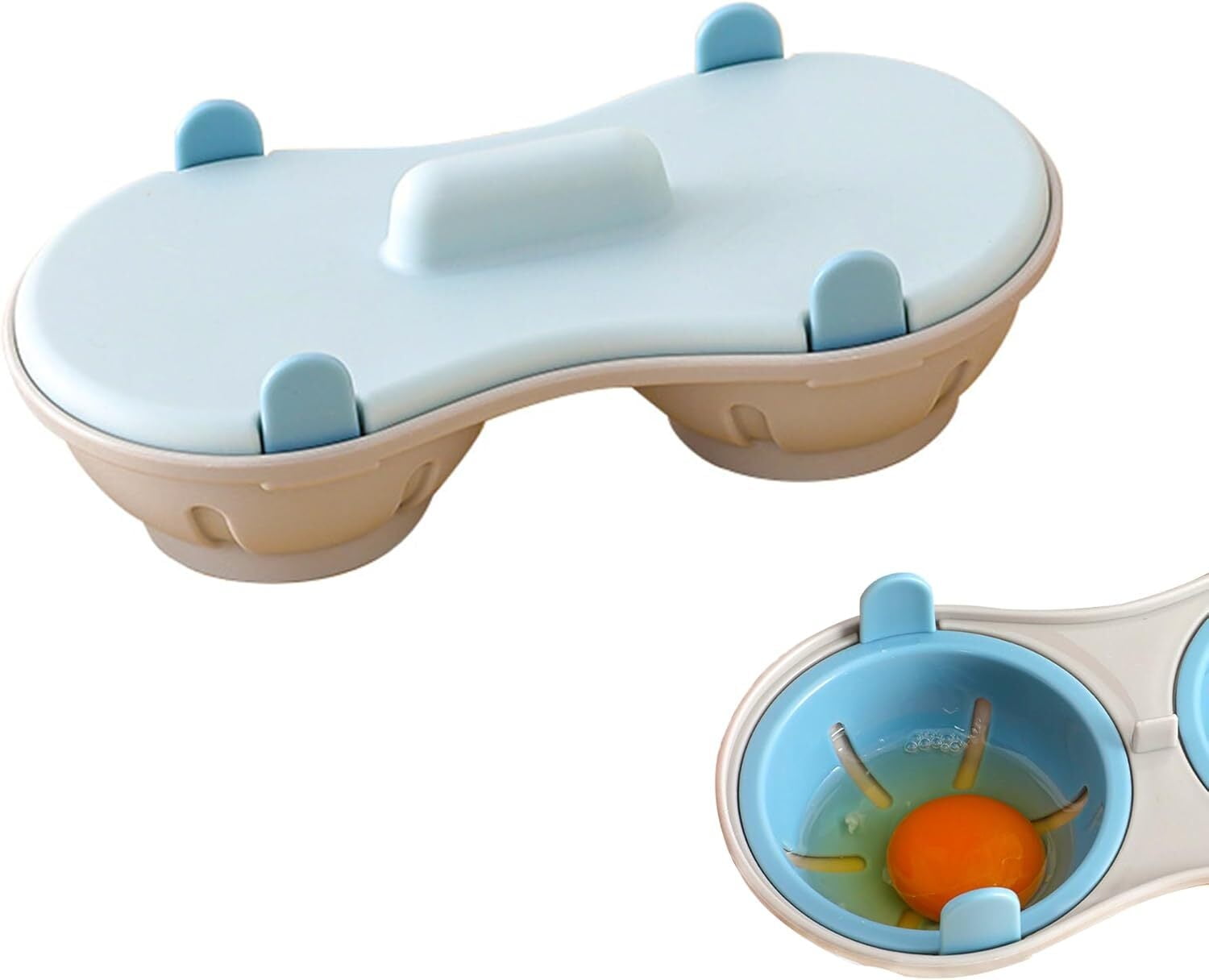 RUseeN Egg Poacher Microwave Egg Cooker, 2 Cavity Edible Silicone ...