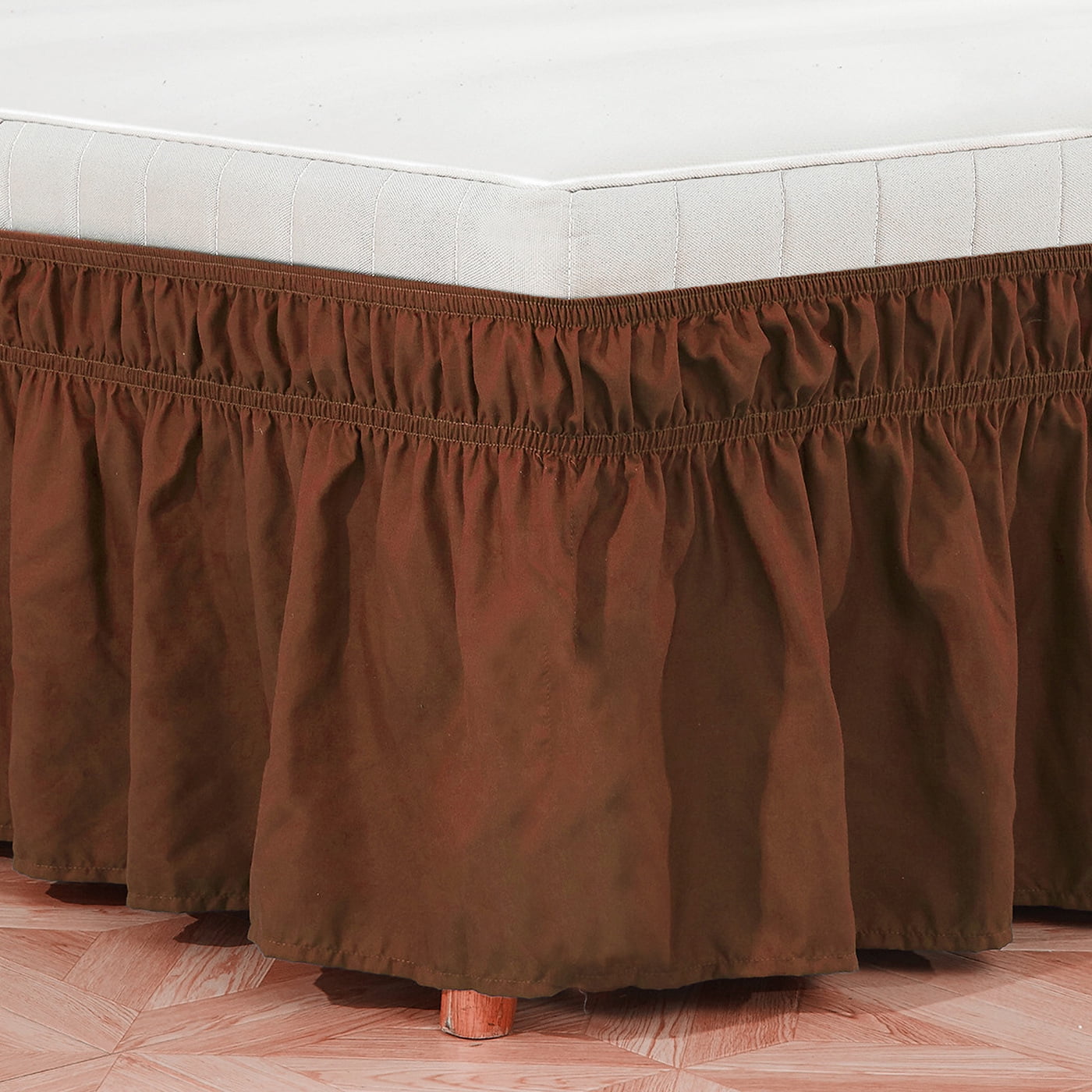 Ruseen Elastic Ruffle Bed Skirt Easy Warp Around King Size Bed Skirt
