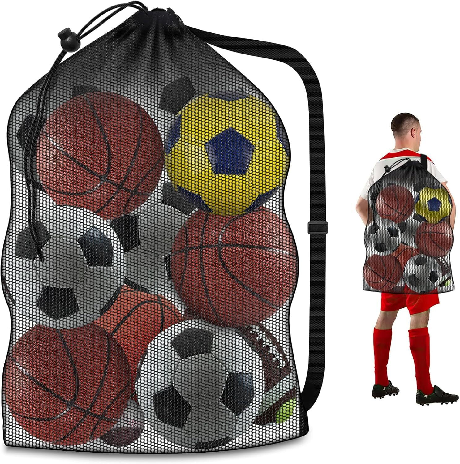 RUseeN Extra Large Sports Ball Bag, 40" x 30" Breathable Mesh Storage ...