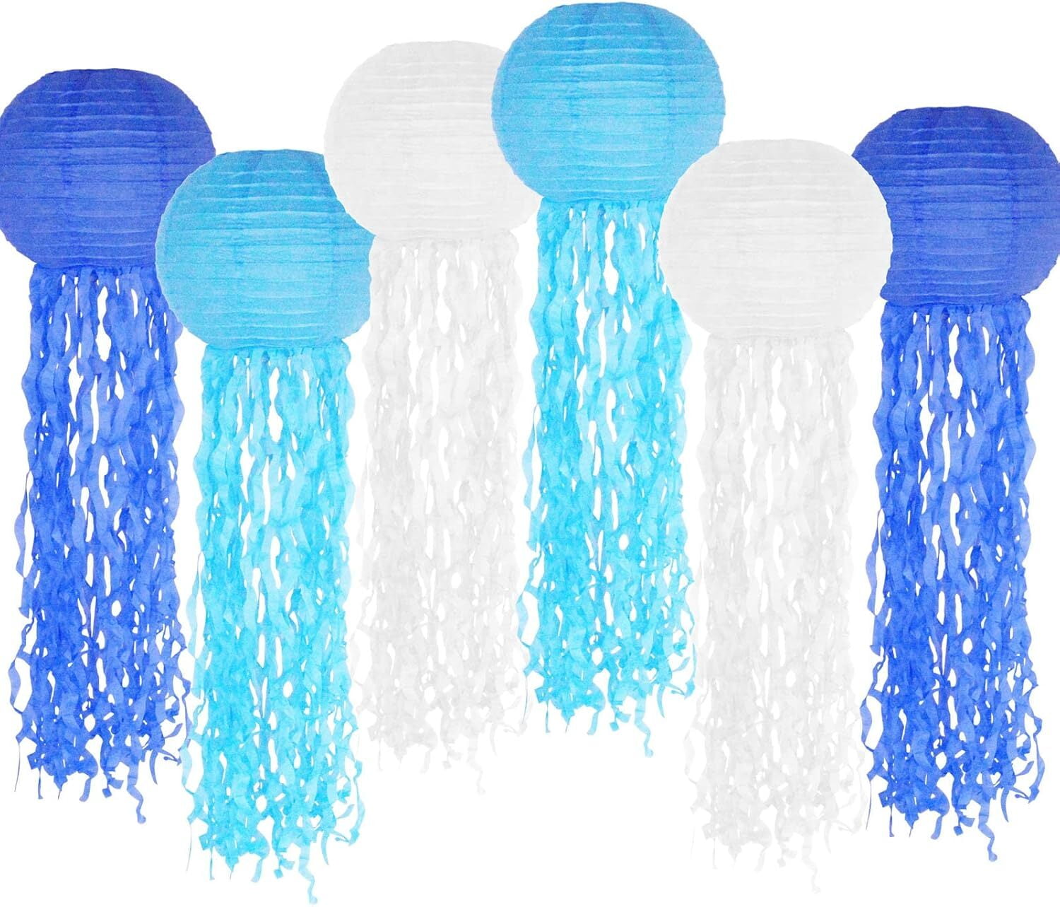 RUseeN Jellyfish Paper Lanterns 6 Pack, Mermaid Birthday Decorations ...
