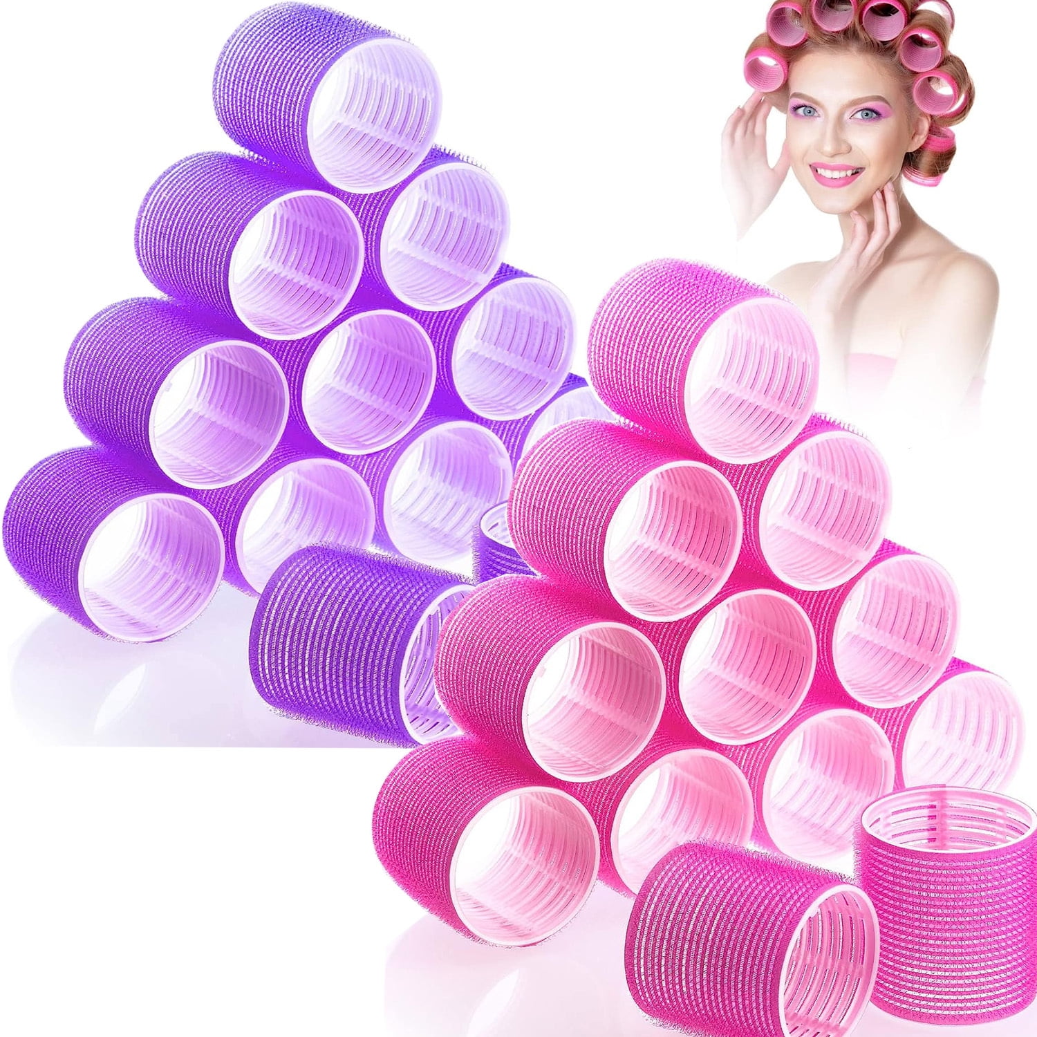 RUseeN Jumbo Hair Curlers Rollers, 24 Pcs Large Hair Rollers Set, Big ...