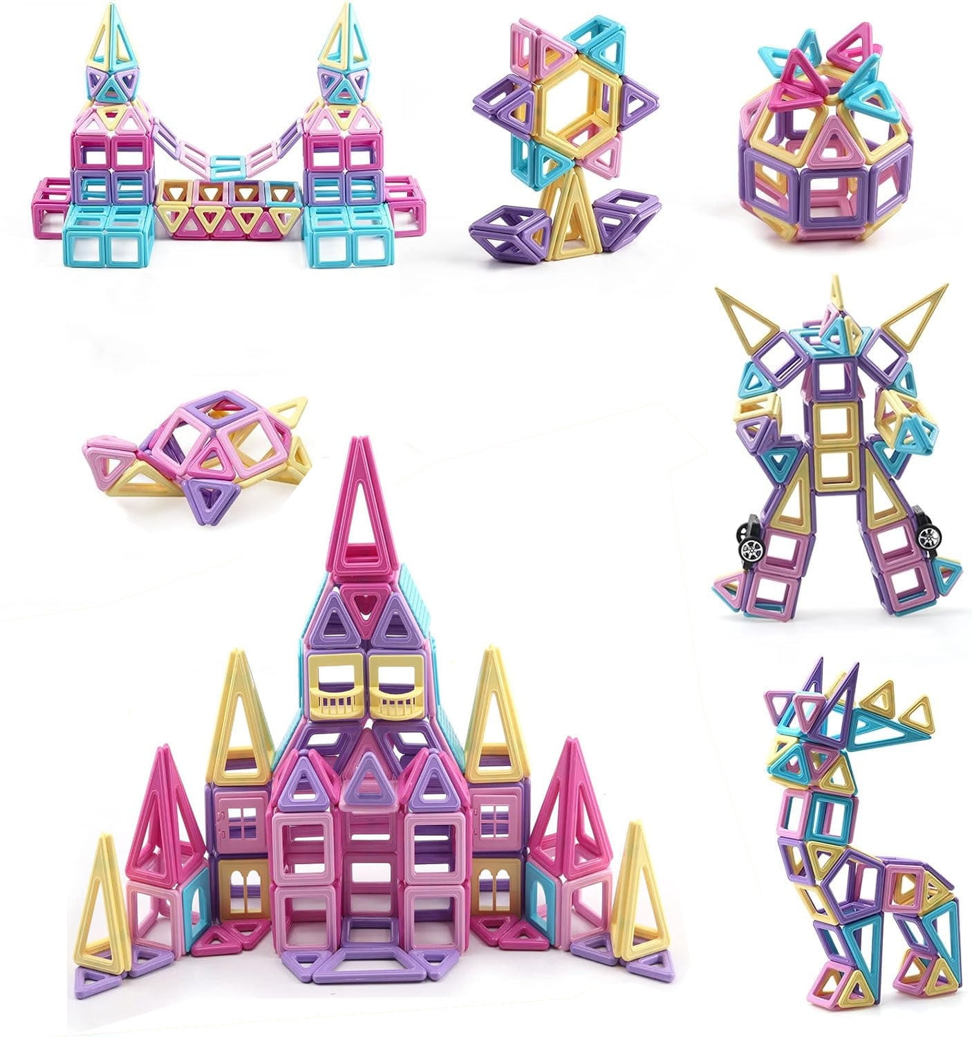 RUseeN Magnetic Tiles Magnet Toys Set for 3+ Year Old Boys Girls ...