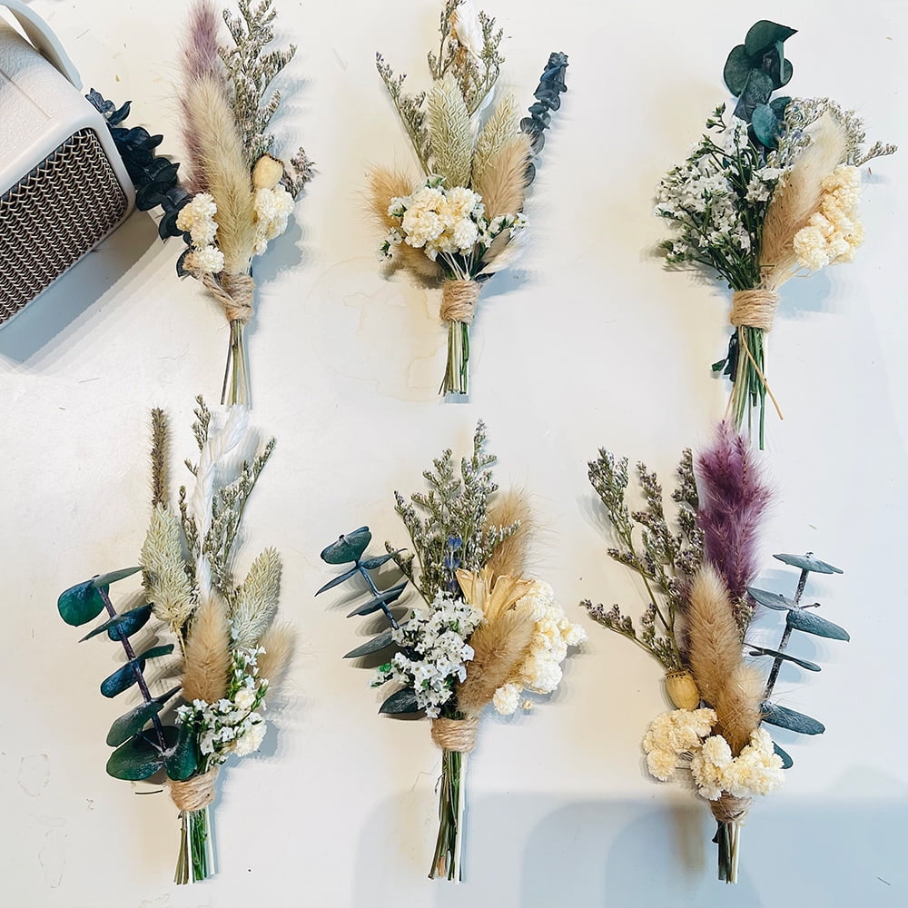 RUseeN Mini Boho Dried Flower Bouquet Set of 6 Natural Dried Flowers ...