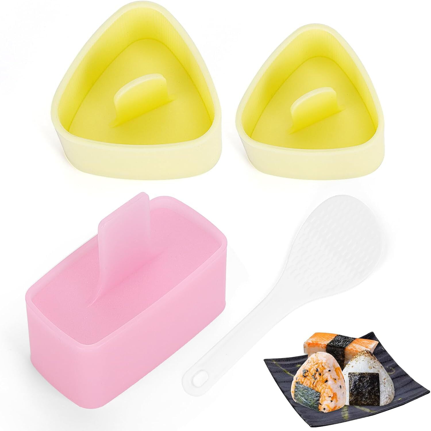 RUseeN Onigiri Mold Kit, 3 Pack Rice Ball Mold with Small Rice Scoop ...