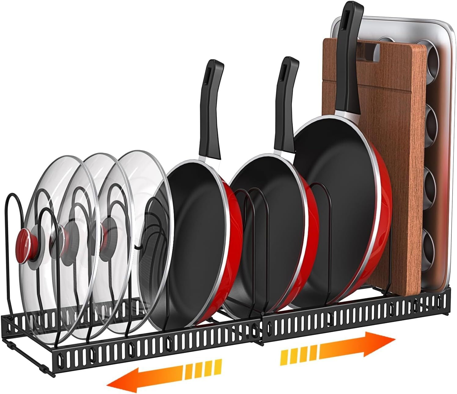 RUseeN Pots and Pans Organizer, Expandable Cookware Rack,Bakeware ...