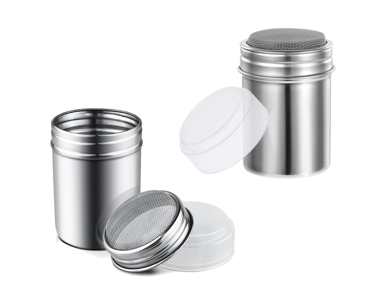 RUseeN Powder Sugar Shaker, 2 Pcs Stainless Steel Powdered Sugar Shaker ...