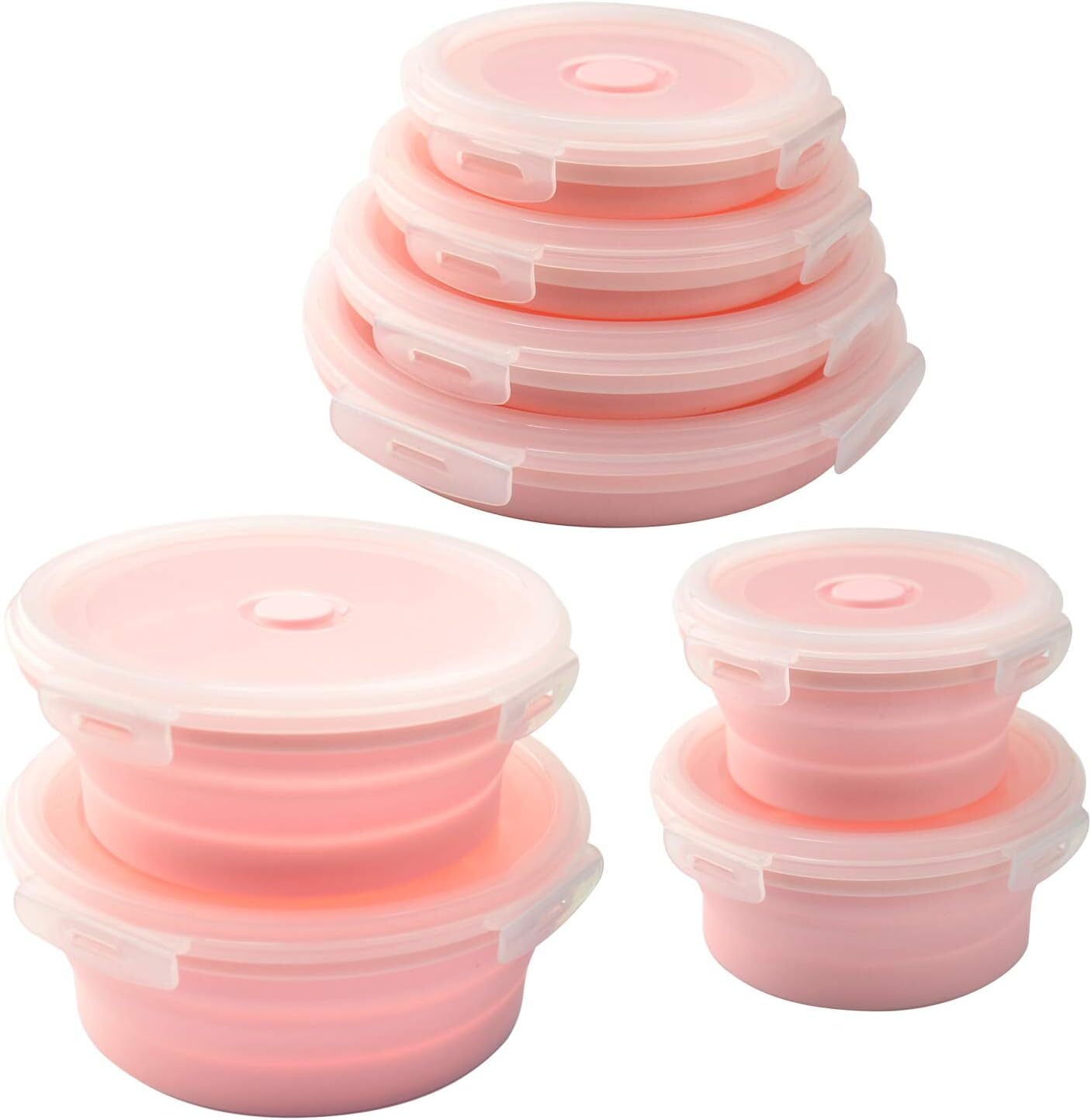 RUseeN Silicone Collapsible Food Storage Containers,Set of 4 Round ...