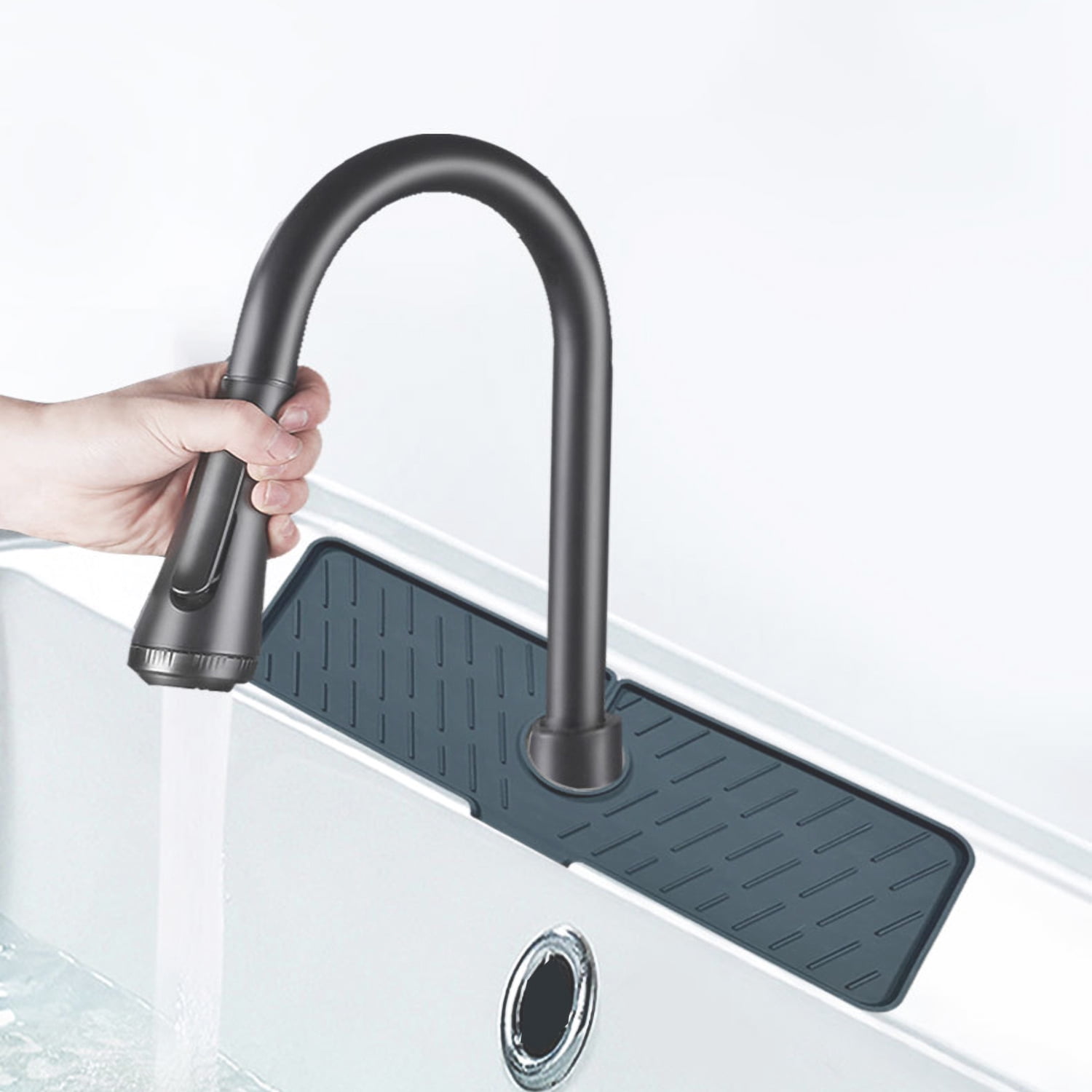 RUseeN Silicone Faucet Splash Guard, 18” x 5.9”, Faucet Water Catcher ...