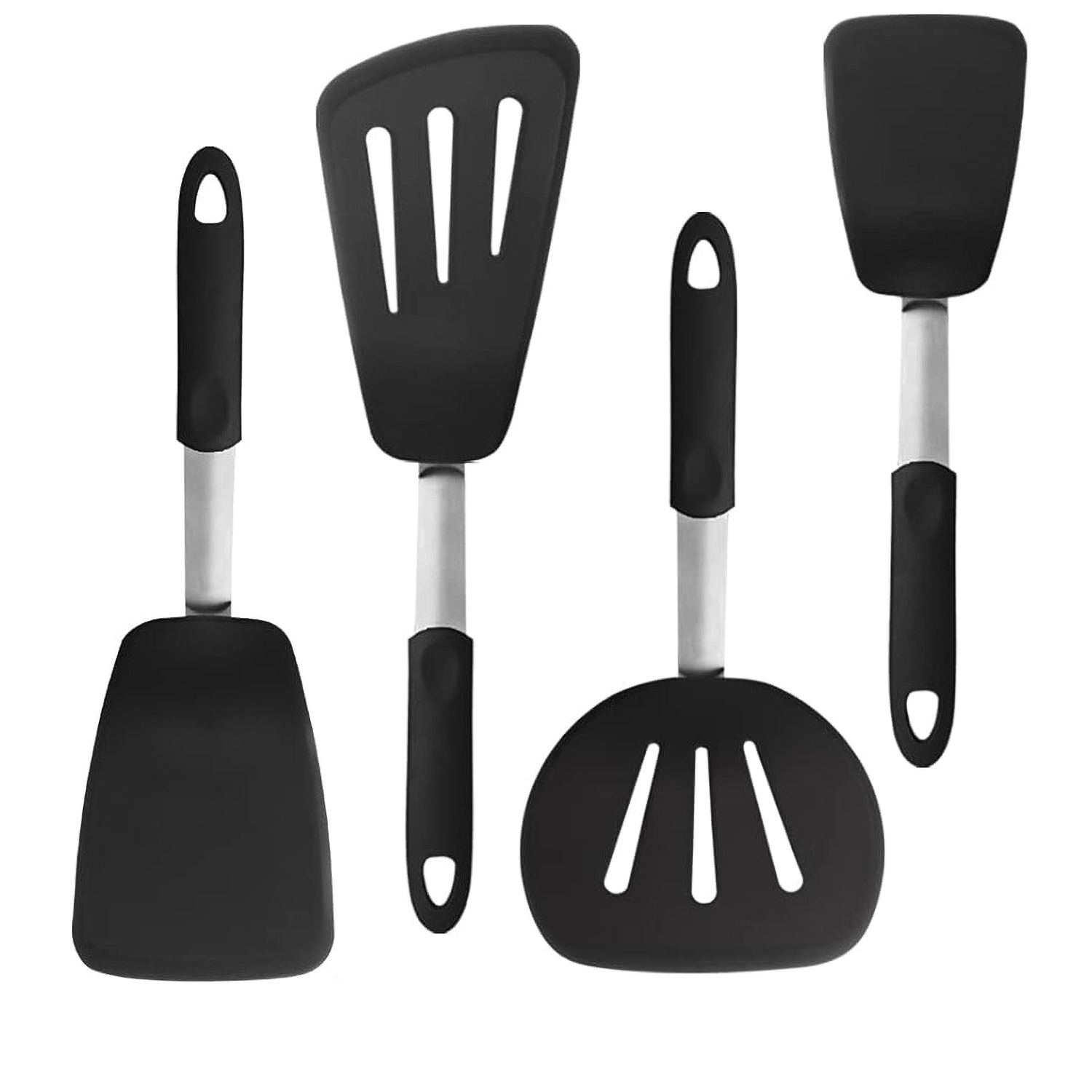 RUseeN Silicone Spatula Turner Set of 4, 600°F Heat Resistant Cooking ...