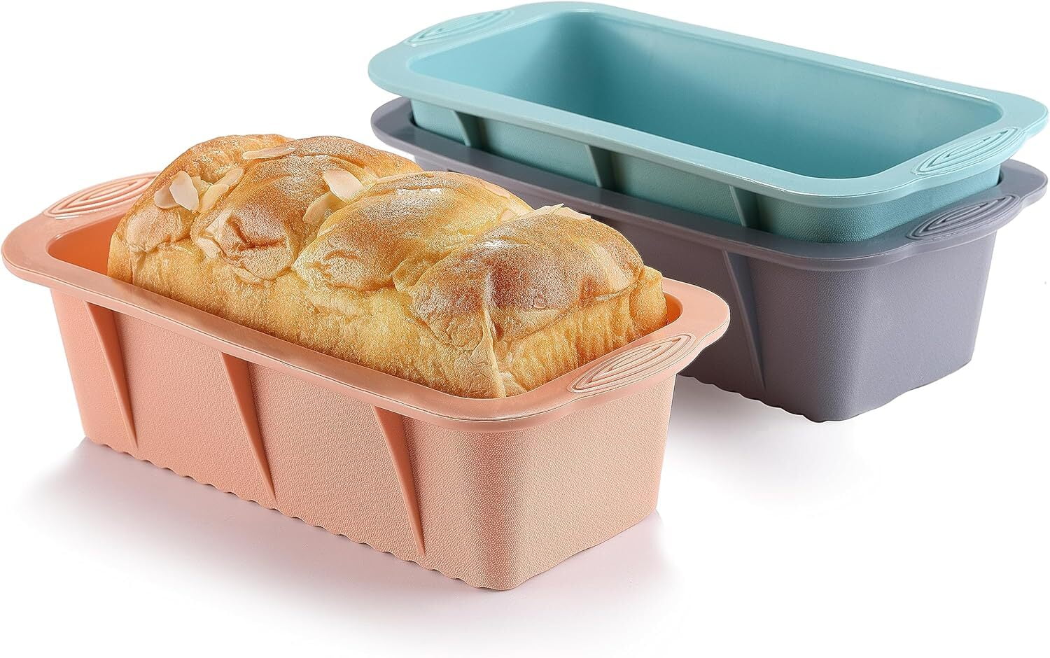 RUseeN Silicone Square Cake Pan, Extra Large 10" x 5" Loaf Pans, Non ...