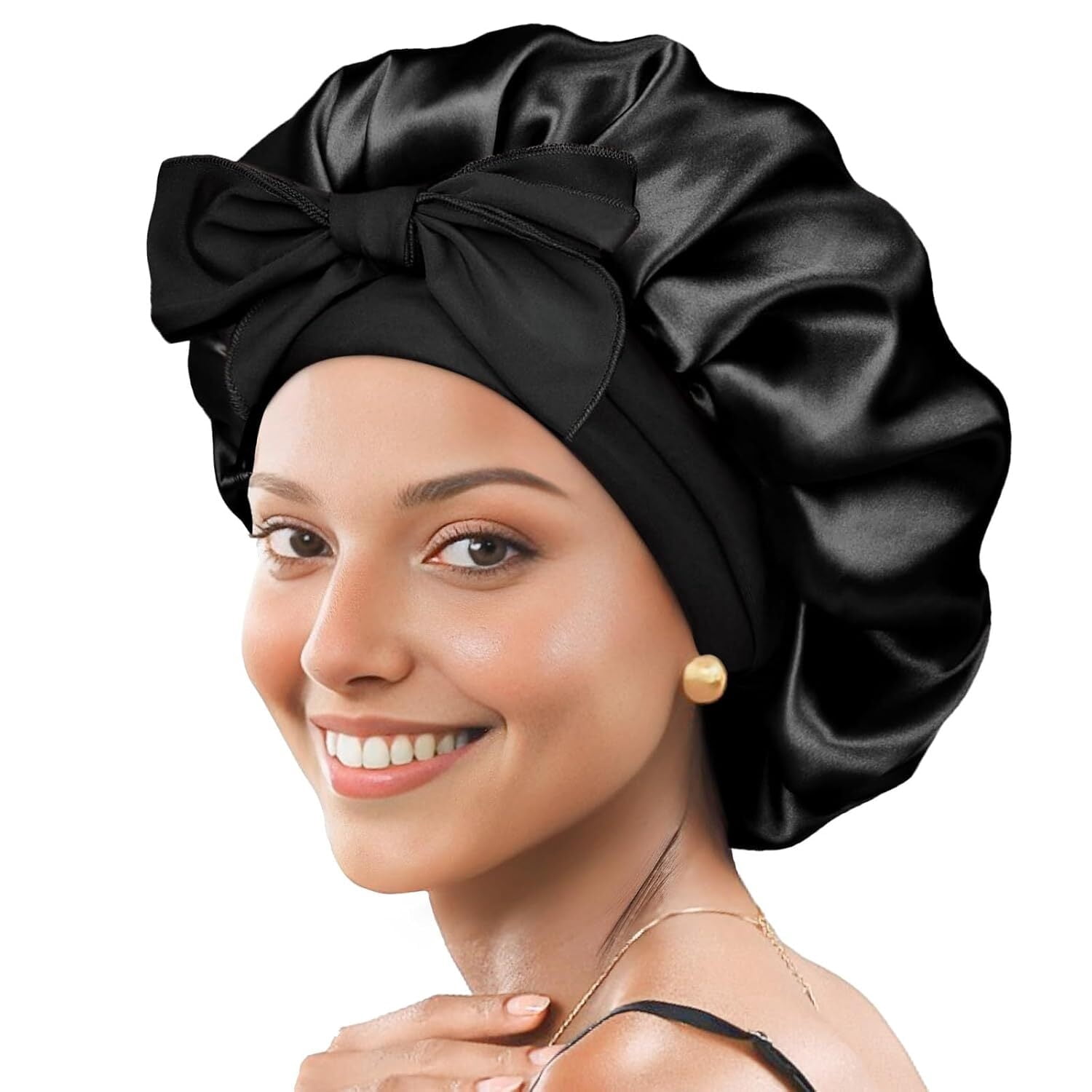 RUseeN Silk Satin Bonnet Silk Bonnet for Sleeping Double Layer Satin ...