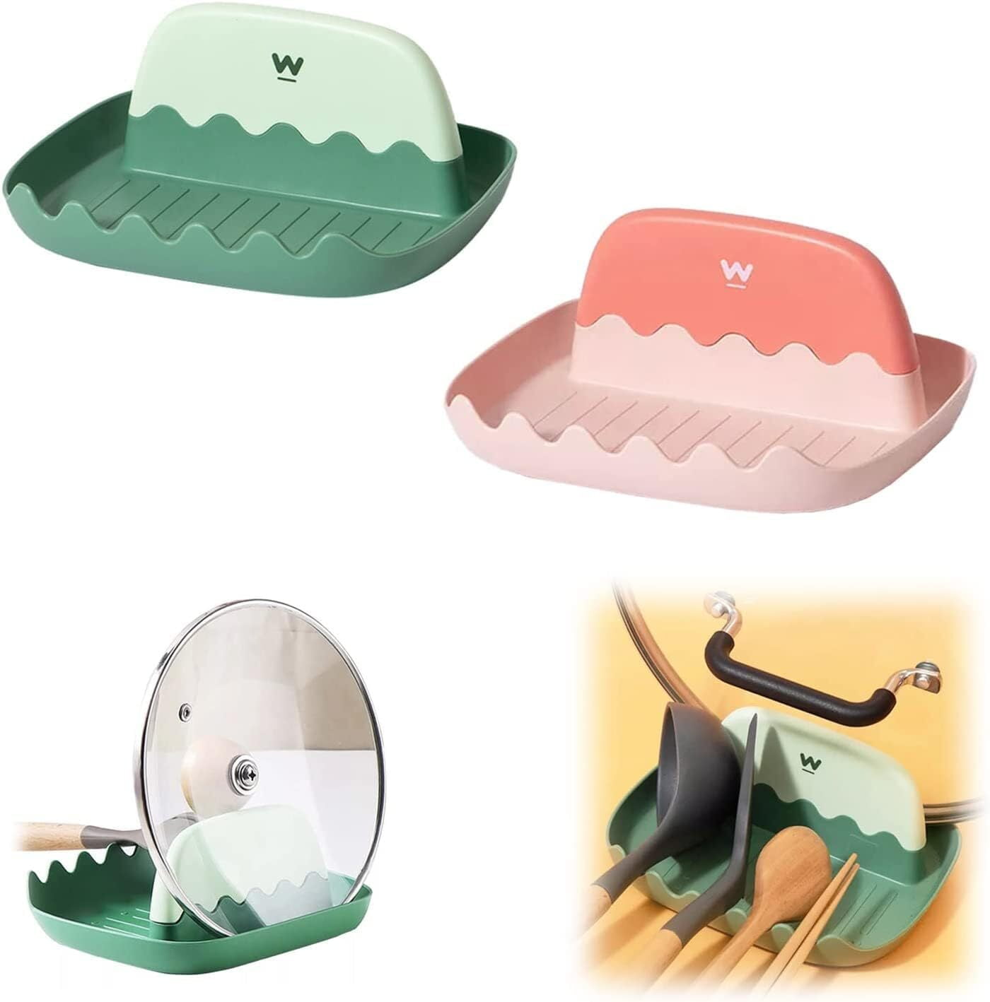 RUseeN Spoon and Lid Rest - 2 Packs Spoon Rest with Lid Holder, Neat ...