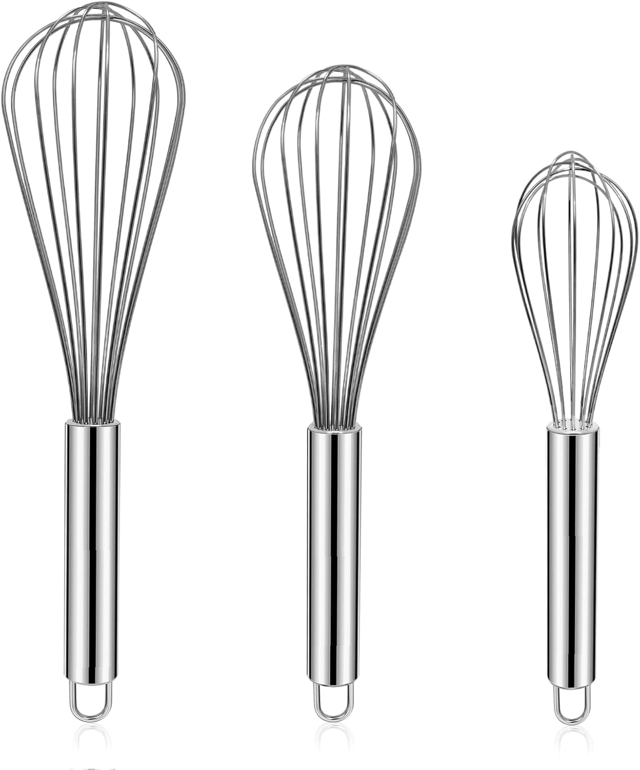 RUseeN Stainless Steel Whisk Set 8" 10" 12" Kitchen Wisk Kitchen Whisk Balloon Whisk Wire Whisks ...