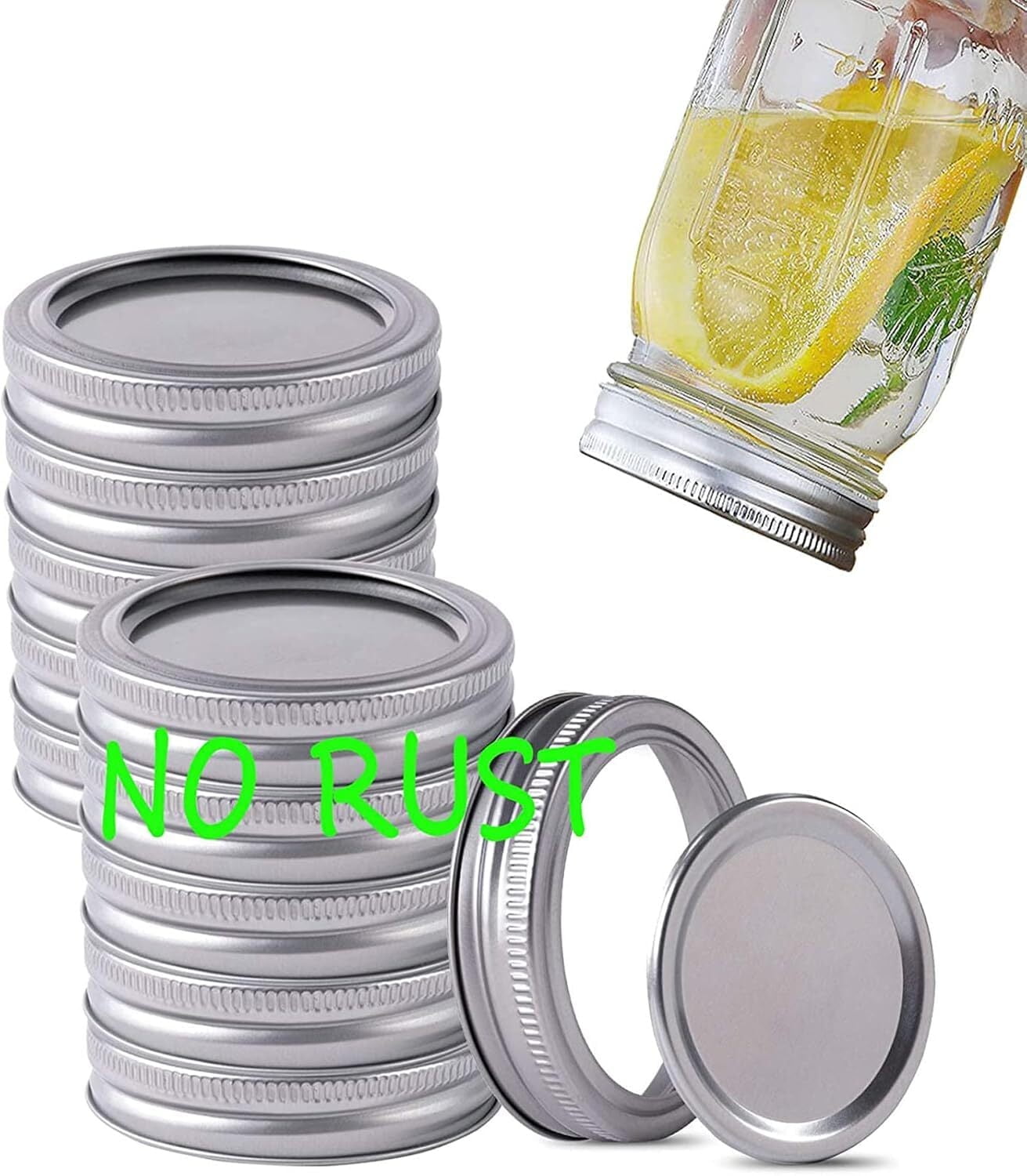 RUseeN Wide Mouth Canning Lids and Rings for Ball or Kerr, Mason Jar ...