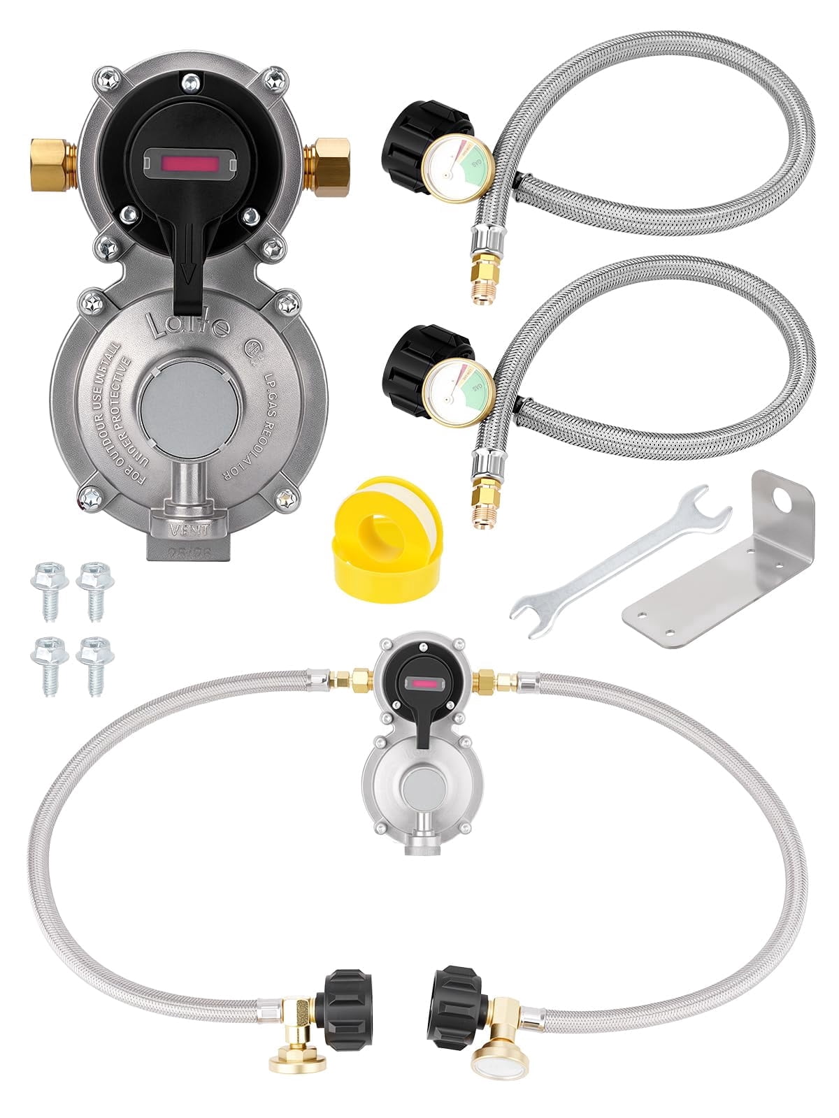 RV 2-Stage Auto Changeover LP Propane Gas Regulator with Dual 18 ...