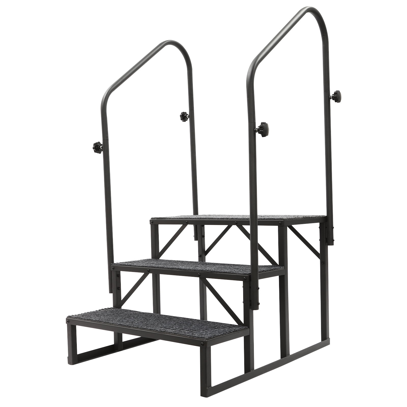 RV 3-Step Stairs with Handrails, Q235 Steel, 450 lbs Capacity, Non-Slip ...
