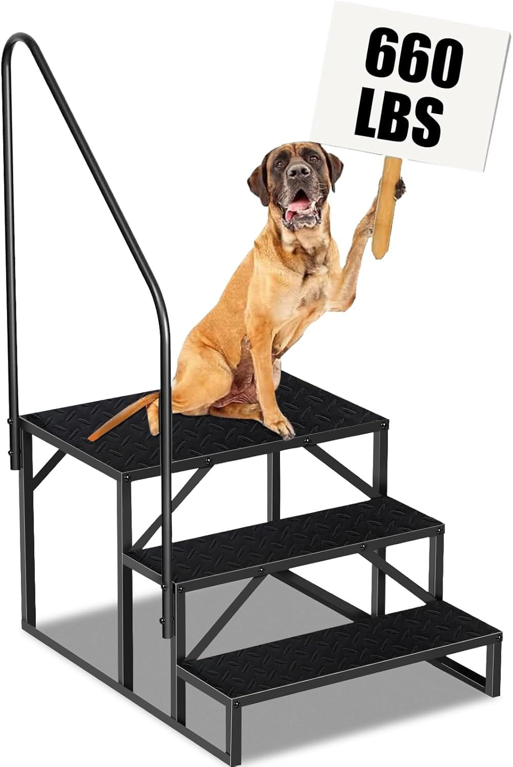RV 3-Step Stool Ladder w/ Handrail - Portable Outdoor Steps for Camper ...