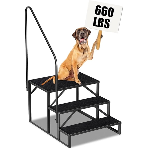 RV 3-Step Stool Ladder w/ Handrail - Portable Outdoor Steps for Camper ...