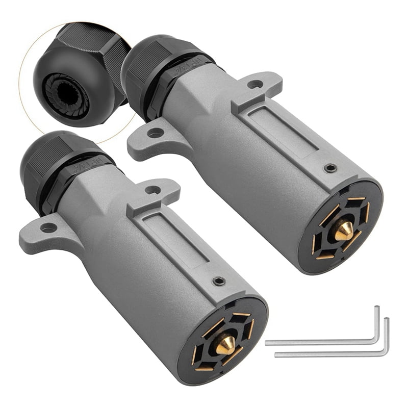 RV 7 Pin Trailer Plug with IP68 Waterproof Seal 2PCS, 7 Way RV-Style ...