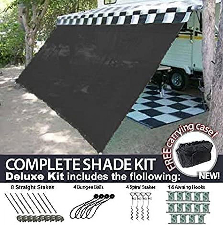 RV Awning Shade Kit Black Motorhome Awning Screen Trailer Kit 10x15 ...