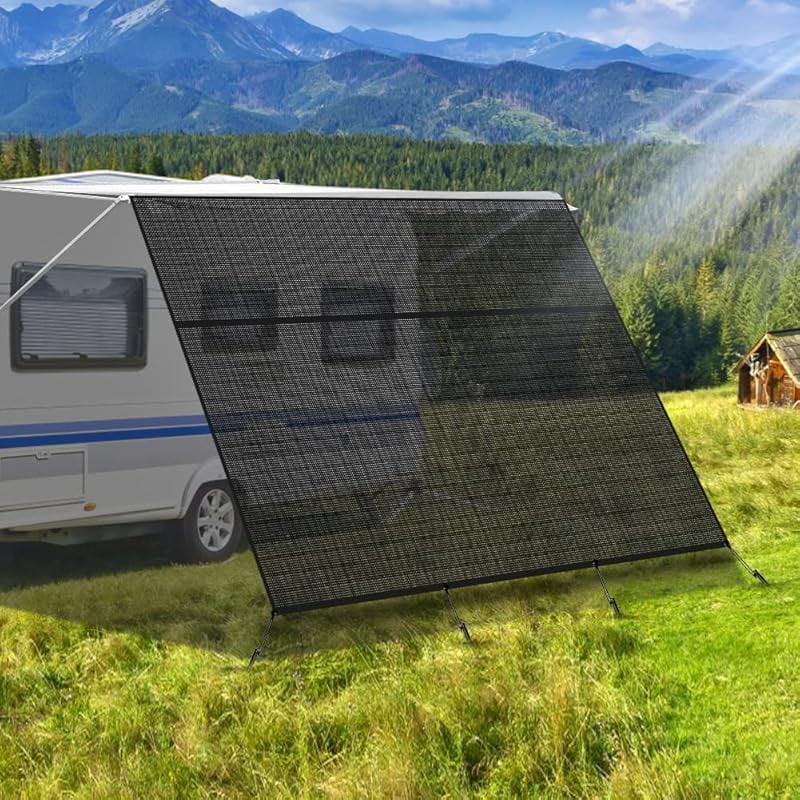 RV Awning Shade Screen with Zipper, 9'X10'3" RV Awning Front Shade ...