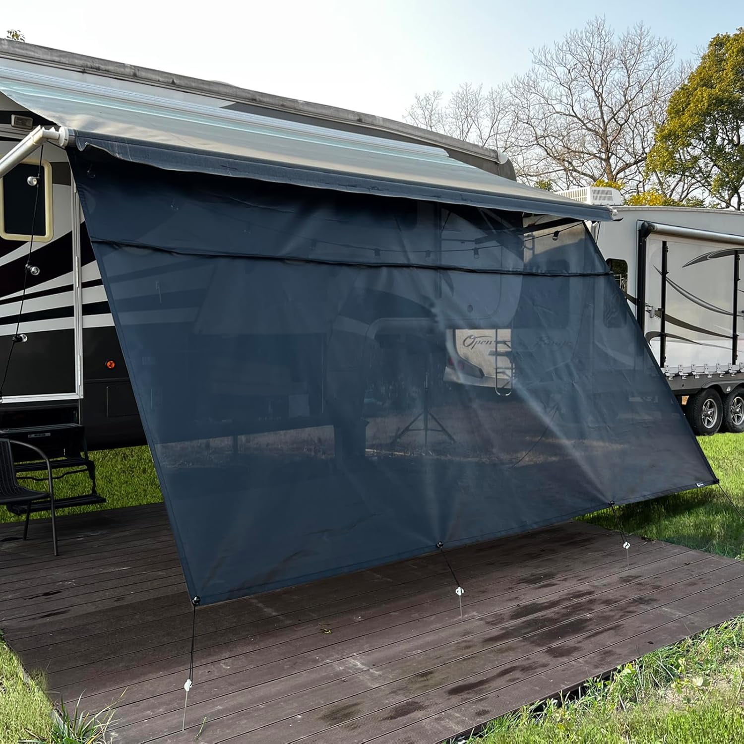 RV Awning Sun Shade Screen 8'x13'3''(Fit for 14' Awning),Black Mesh ...