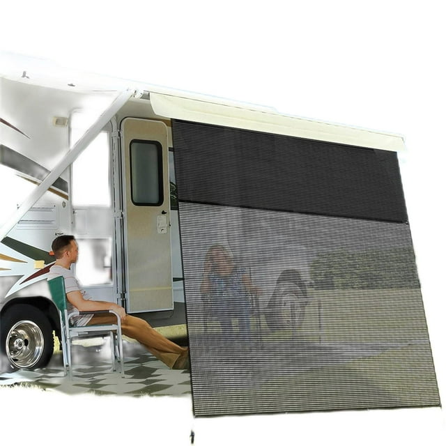 RV Awning Sun Shade Screen, Mesh Bottom 600D Oxford Top Screen Sun ...