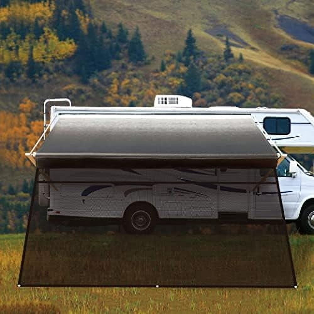 RV Awning Sun Shade Screen with Zipper, 7' X 15' 2'' Black Tentproinc ...