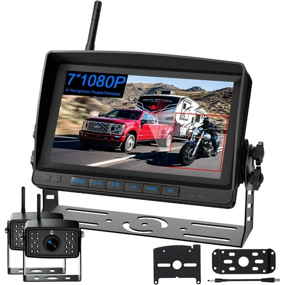 RV Backup Camera, 7'' 1080P Backup Cameras with AI Detection, Backup ...
