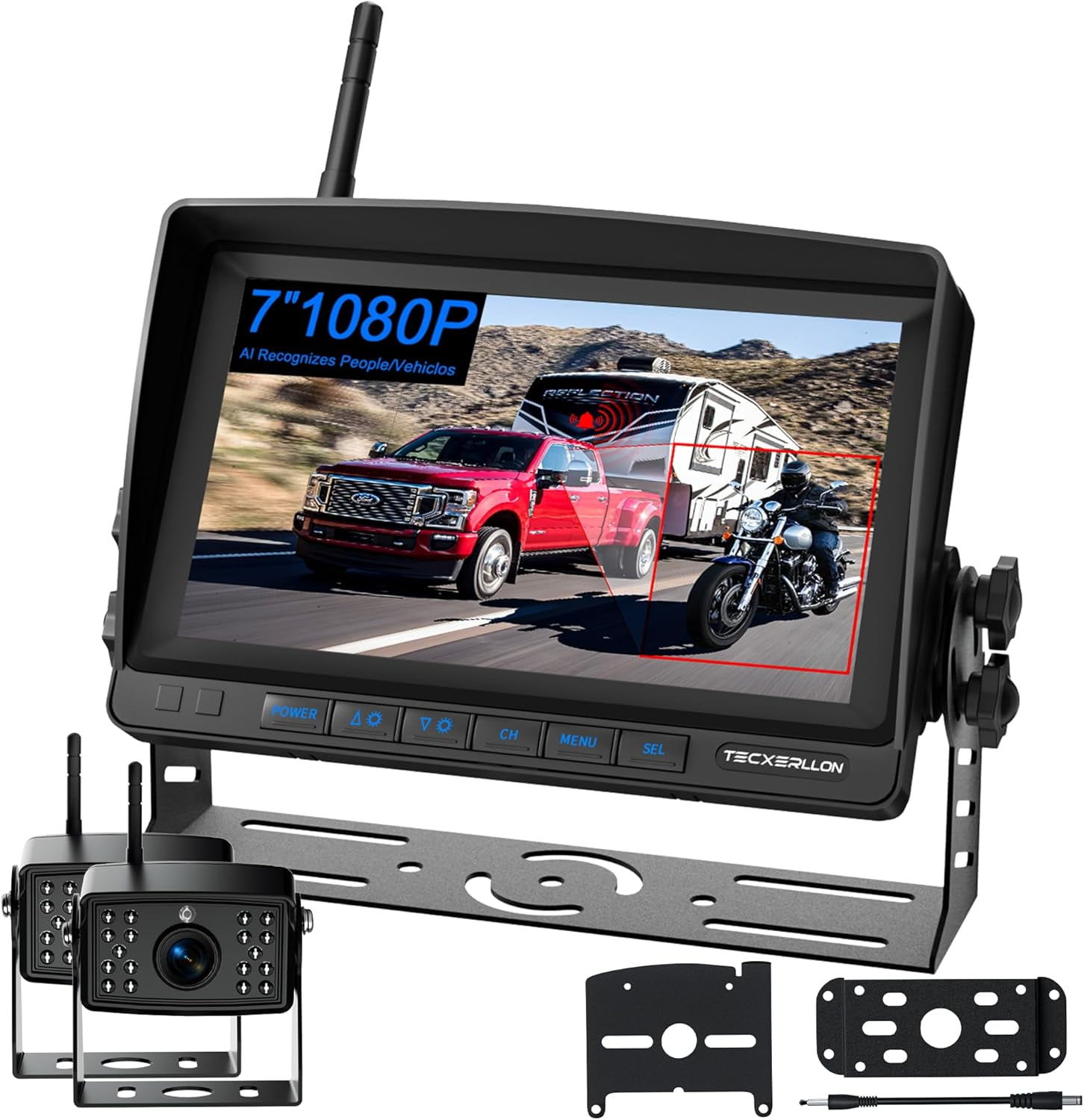 RV Backup Camera, 7'' 1080P Vehicle Backup Cameras with AI Detection ...