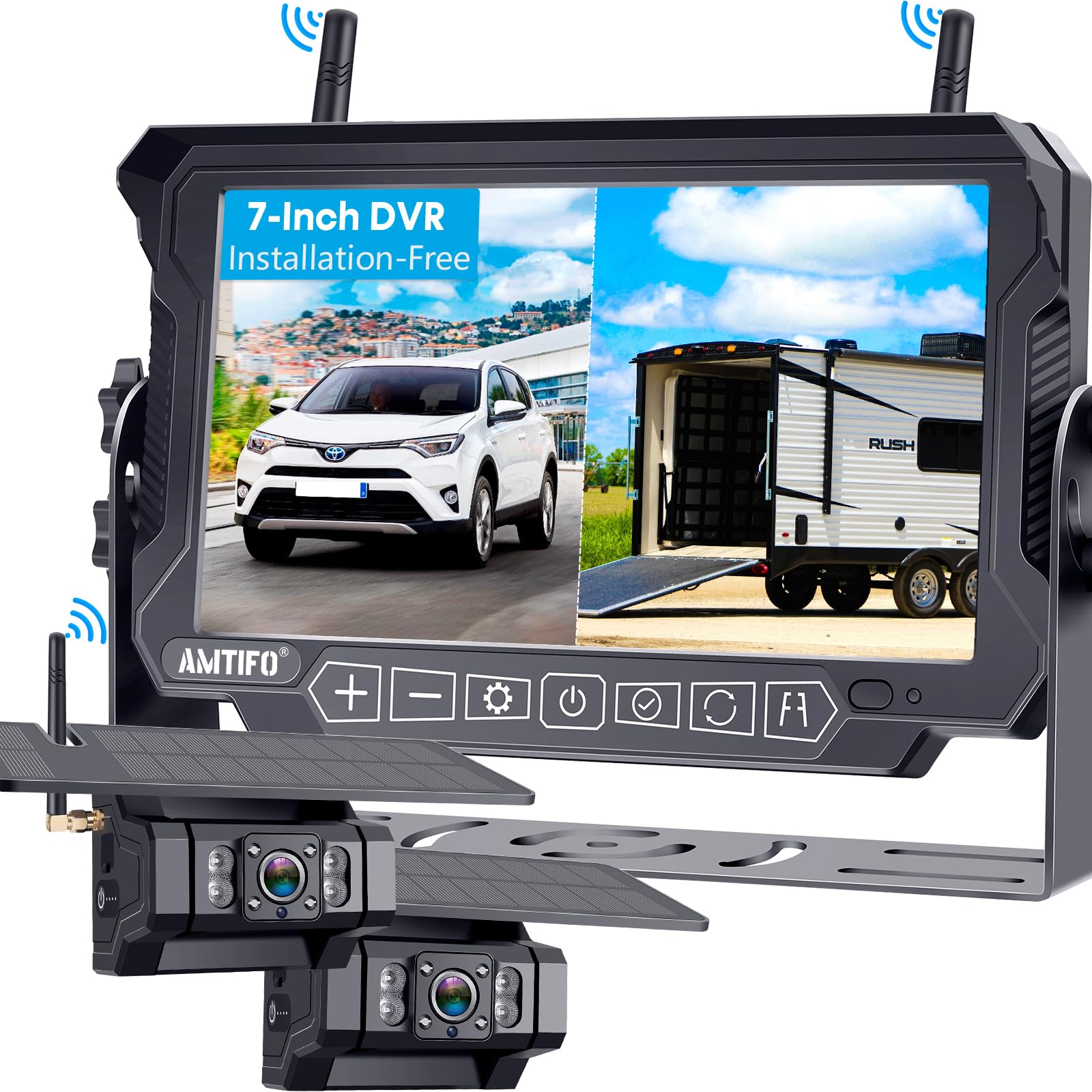 RV Backup Camera Wireless Install-Free 2-Cameras: Magnetic Shockproof ...
