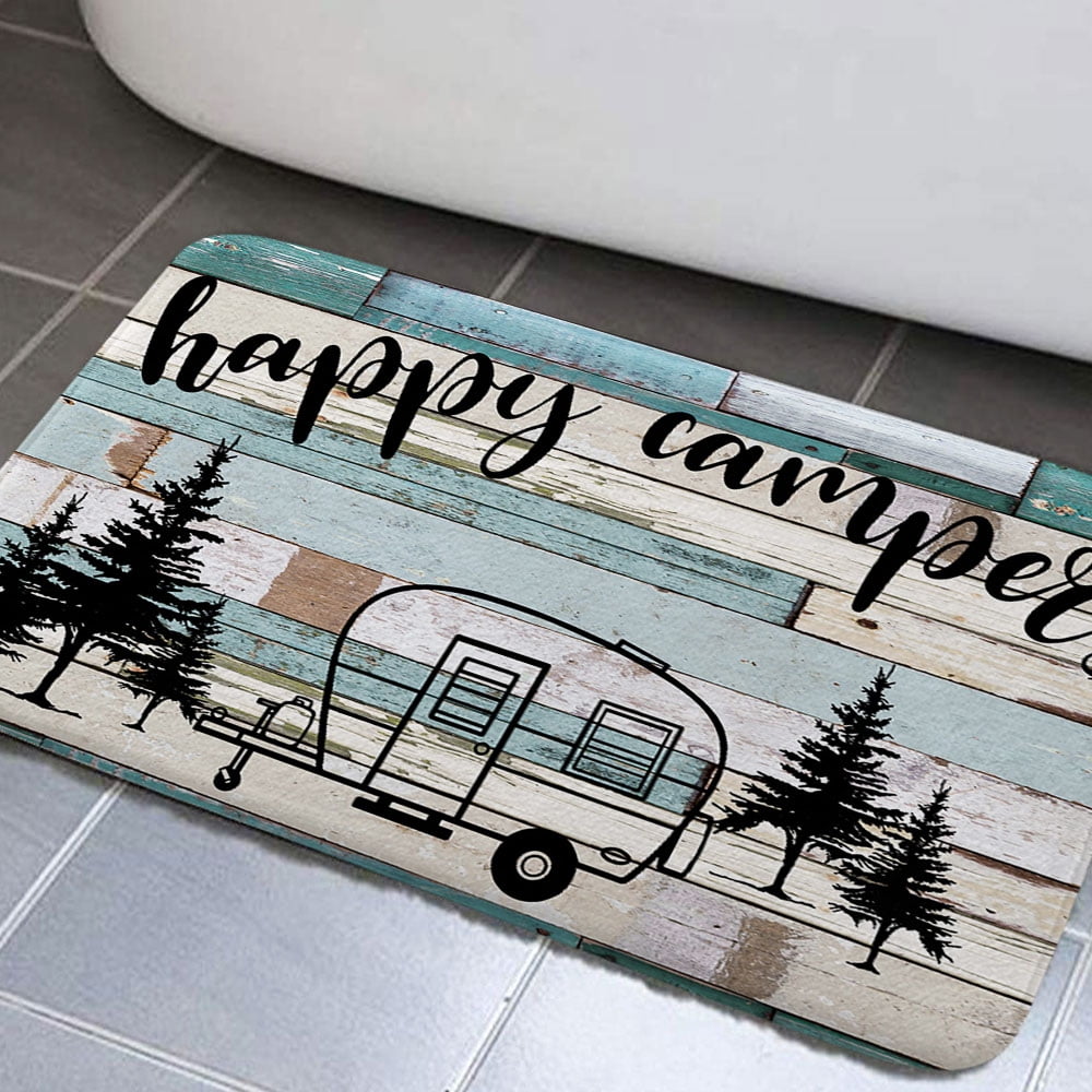 RV Bathroom Rugs, Non Slip Bathtub Rug Rustic Wood Neutral Color for ...