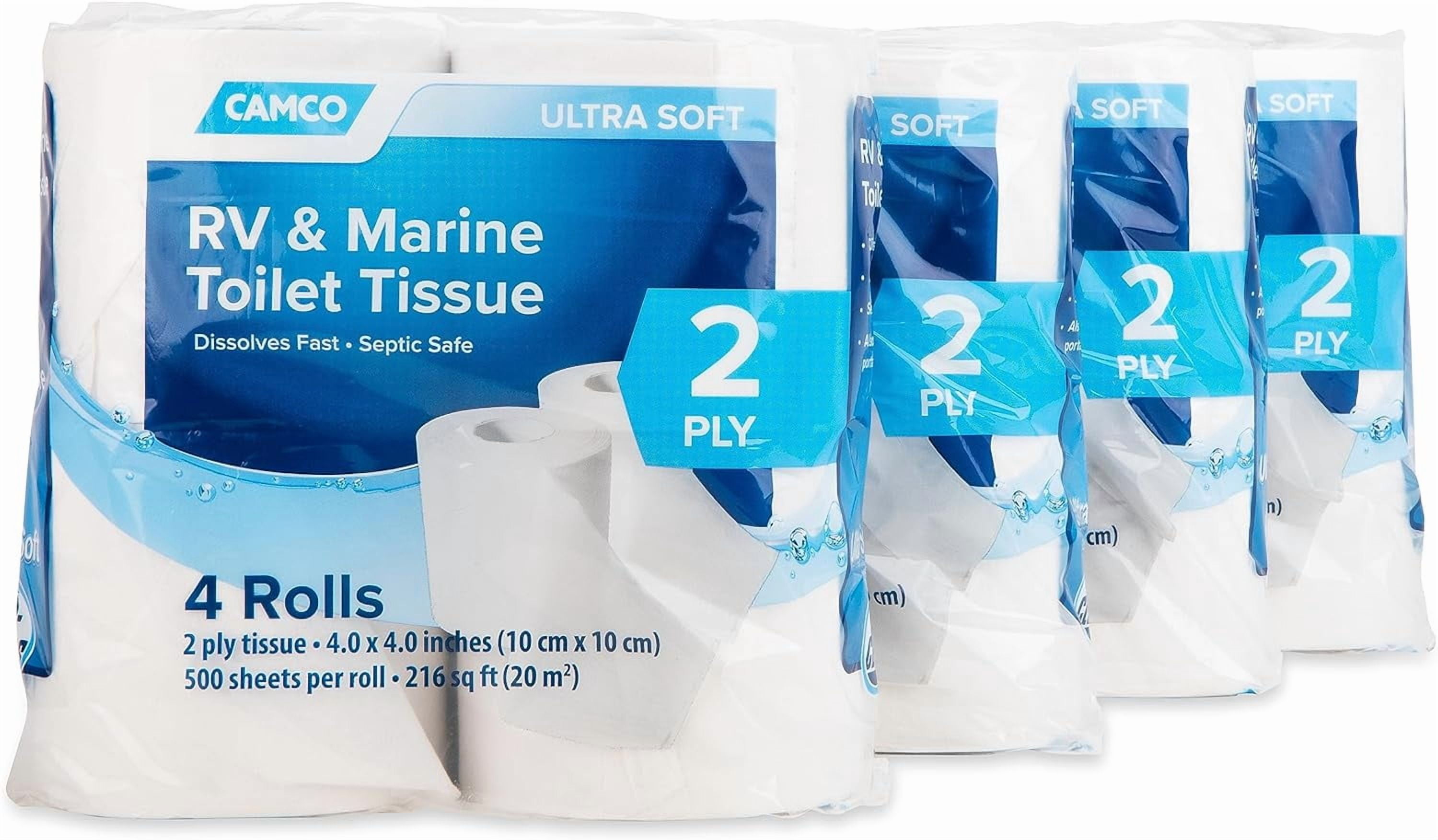 RV Bathroom Toilet Tissue - 4 Rolls Sewer-Safe, Septic-Safe ...