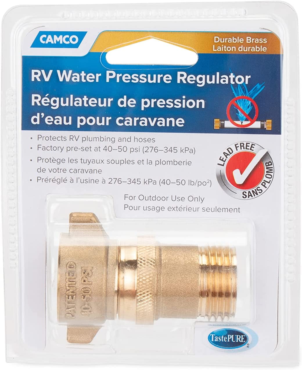 RV Brass Inline Water Pressure Regulator- Helps Protect RV Plumbing and ...