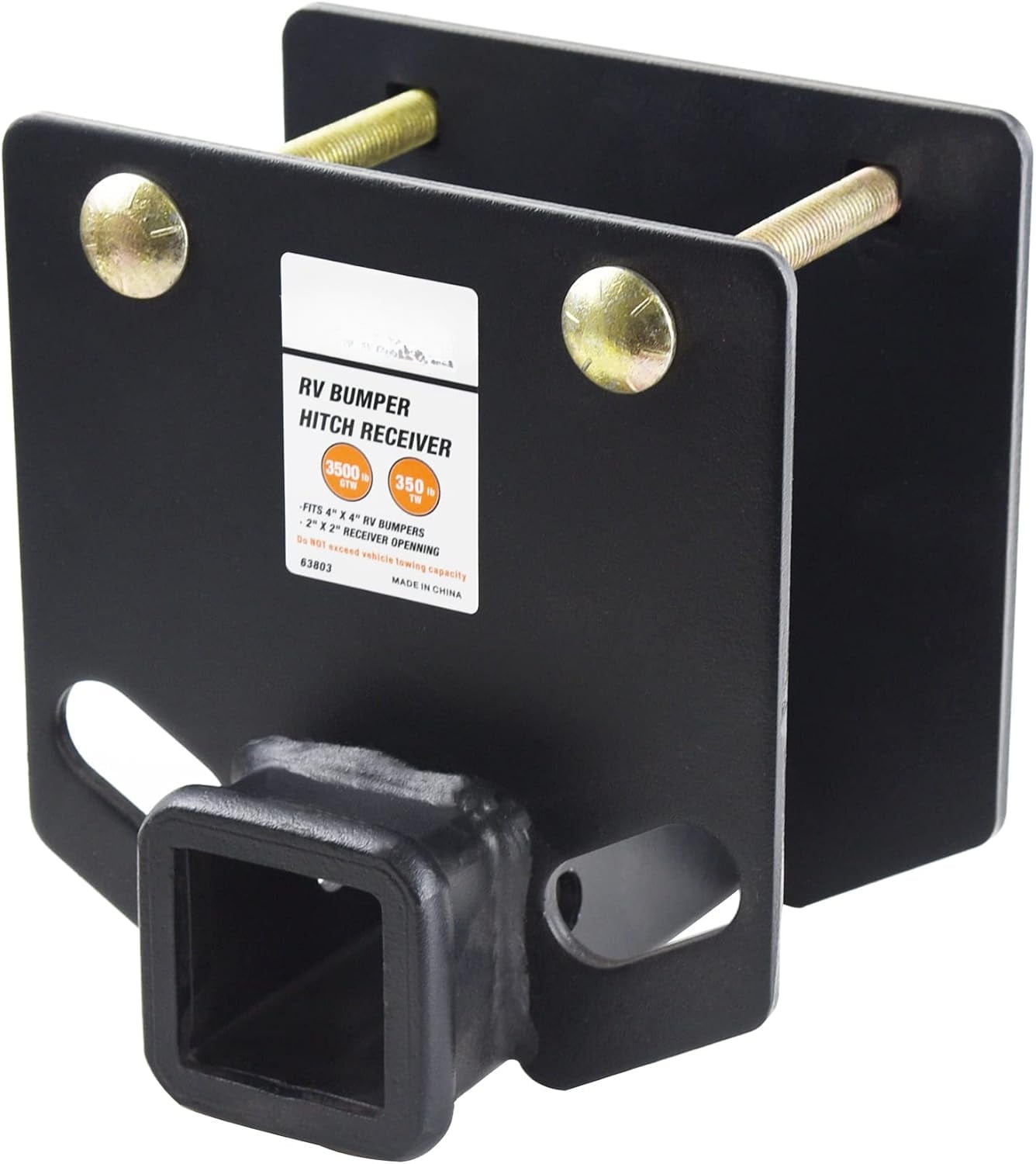 RV Bumper Hitch Receiver 63801 for 4 inch to 4.5 inch Beams, Opening ...