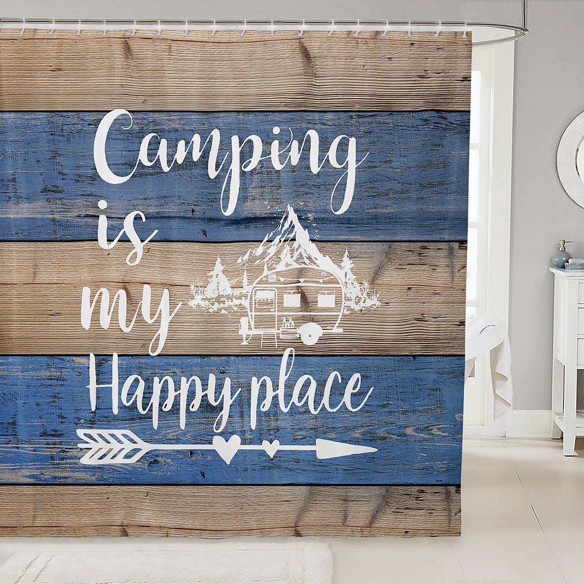 RV Camper Bathroom Accessories,Camping Shower Curtain Sets Camping ...