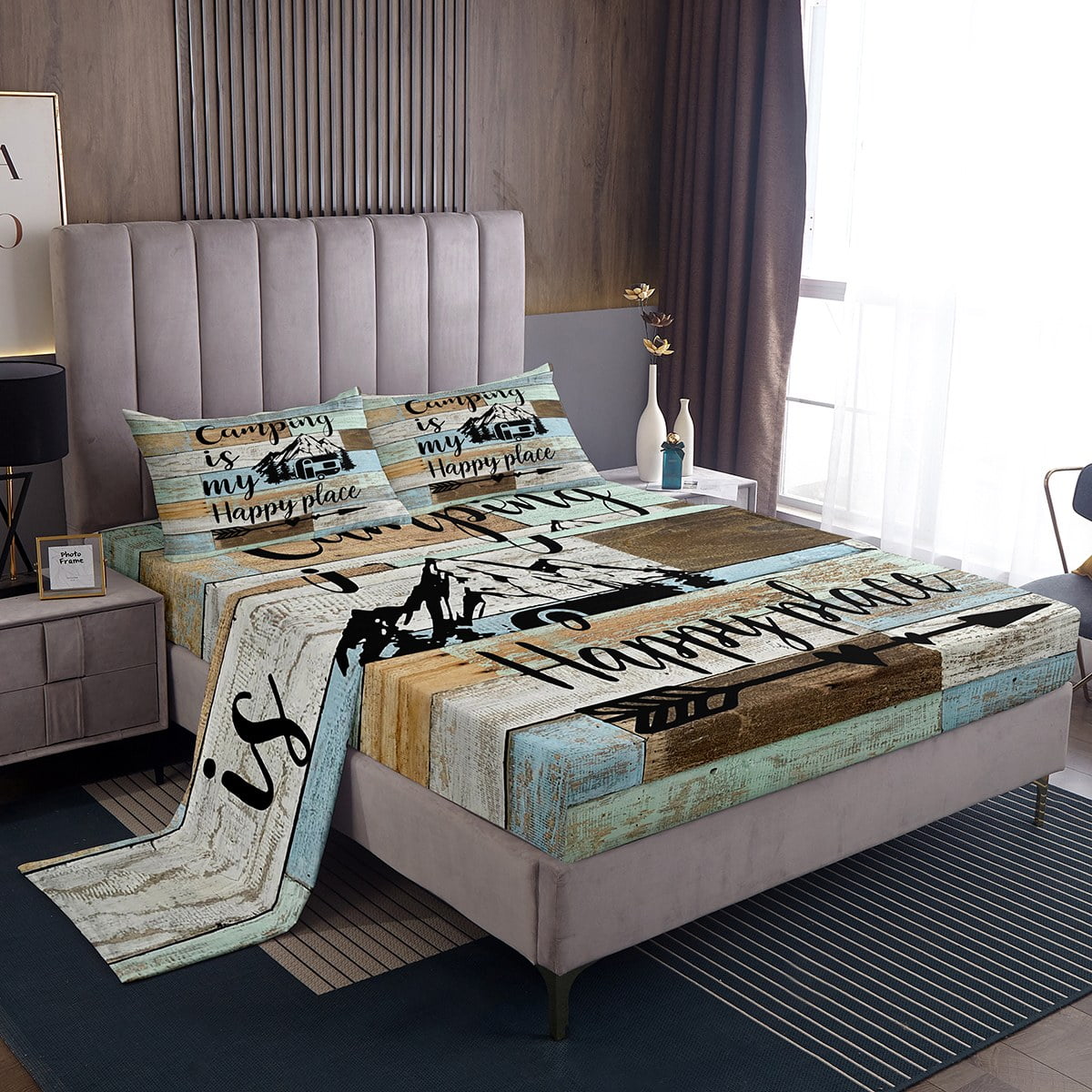 RV Camper Bed Sheets Queen,Camping Sheet Set Camping Decor,RV Travel ...