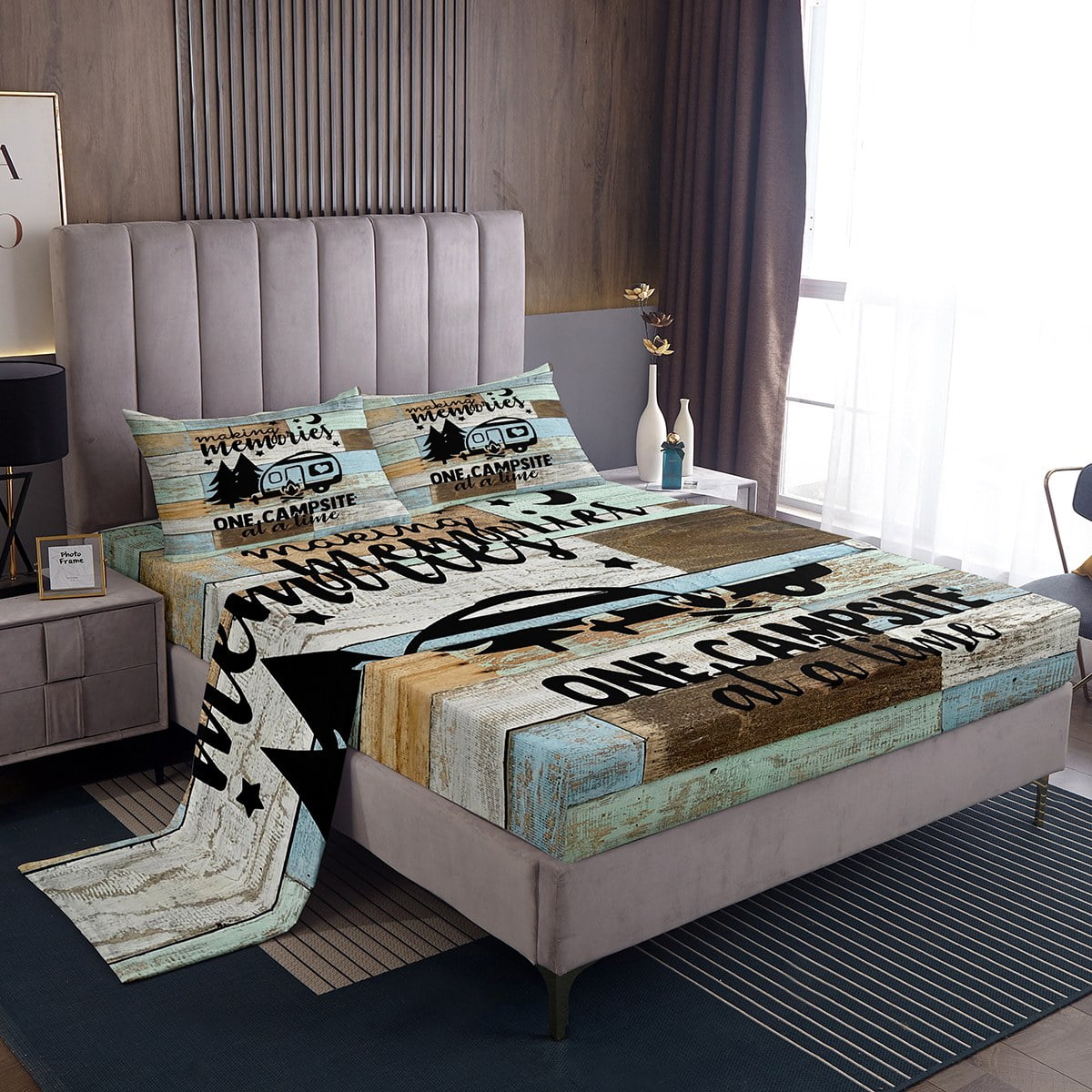 RV Camper Bed Sheets Queen,Camping Sheet Set Camping Decor,RV Travel ...