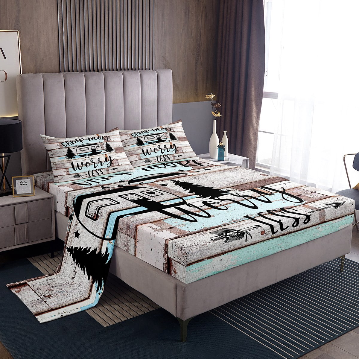 RV Camper Bed Sheets Queen,Camping Sheet Set Camping Decor,RV Travel ...