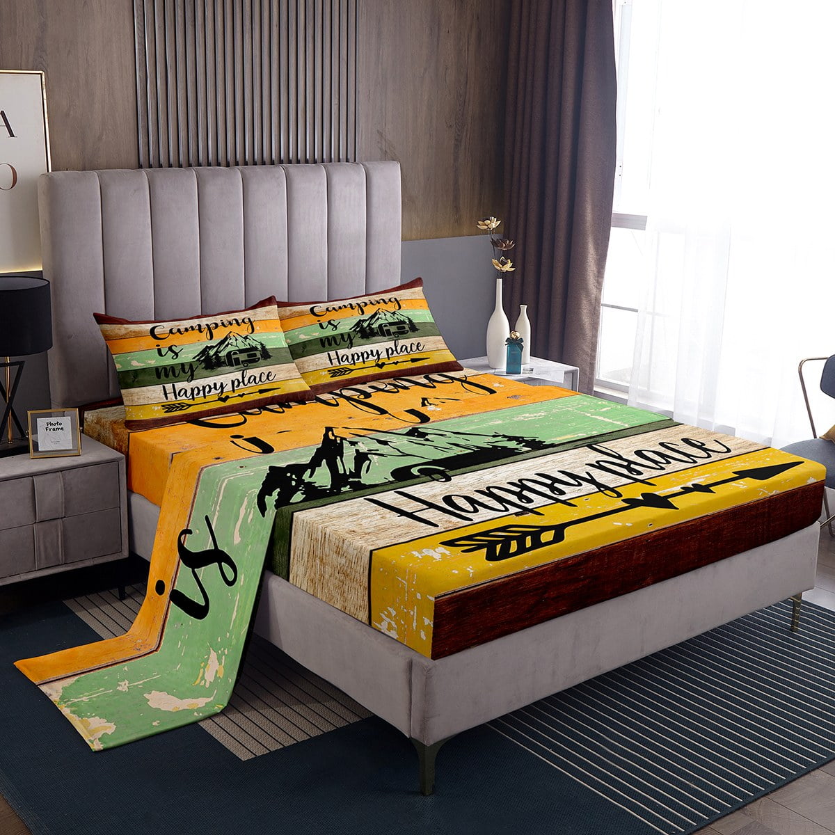 RV Camper Bed Sheets Queen,Camping Sheet Set Camping Decor,RV Travel ...