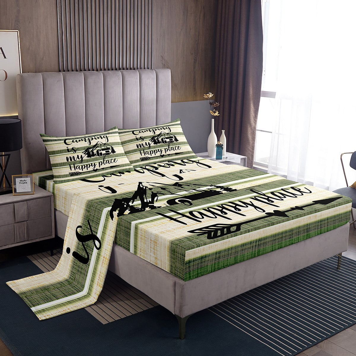 RV Camper Bed Sheets Queen,Camping Sheet Set Camping Decor,RV Travel ...