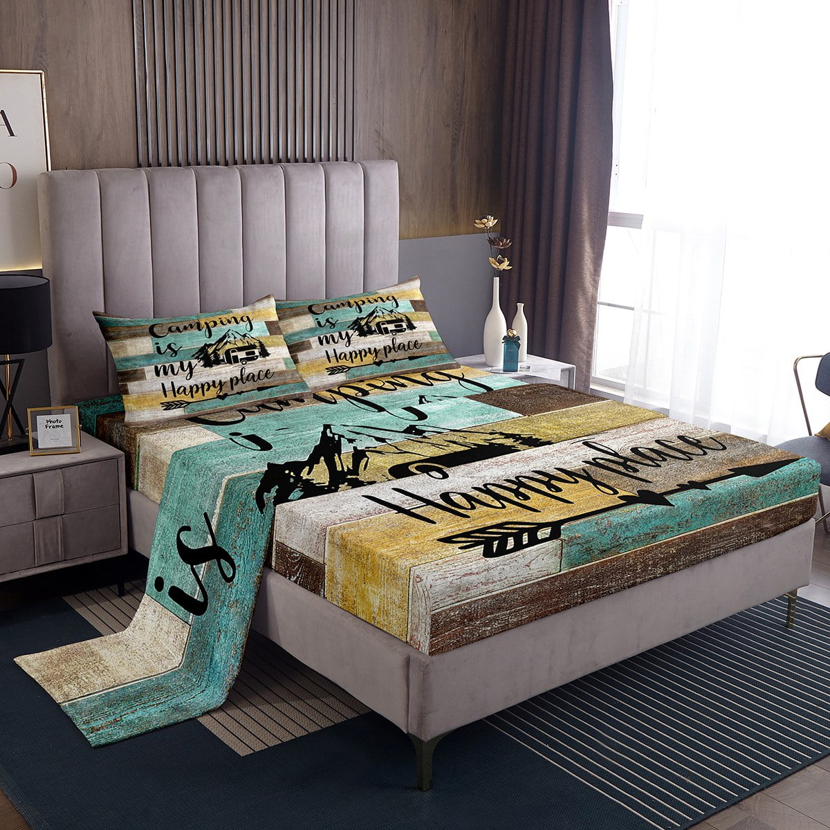 RV Camper Bed Sheets Queen,Camping Sheet Set Camping Decor,RV Travel ...