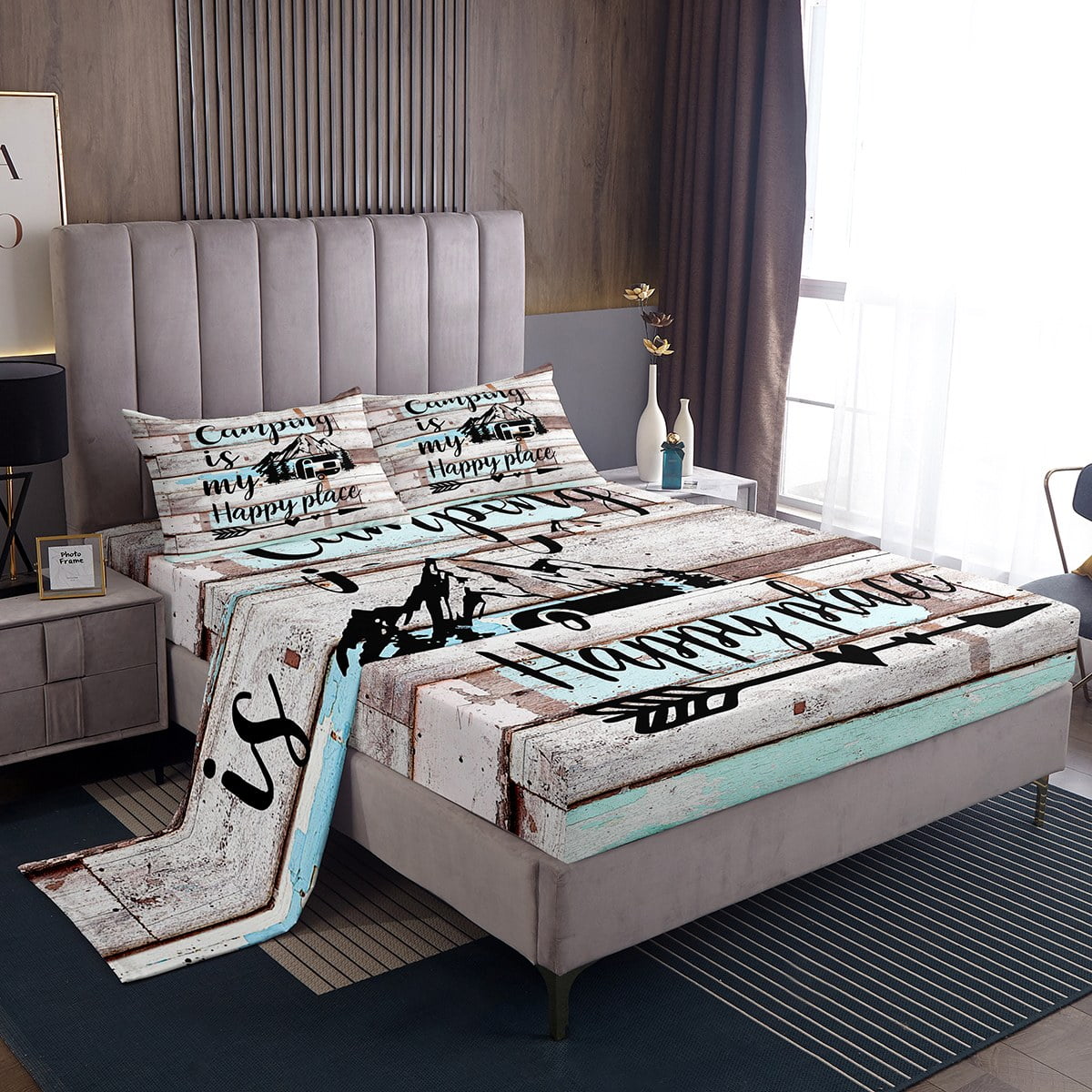 RV Camper Bed Sheets Queen,Camping Sheet Set Camping Decor,RV Travel ...