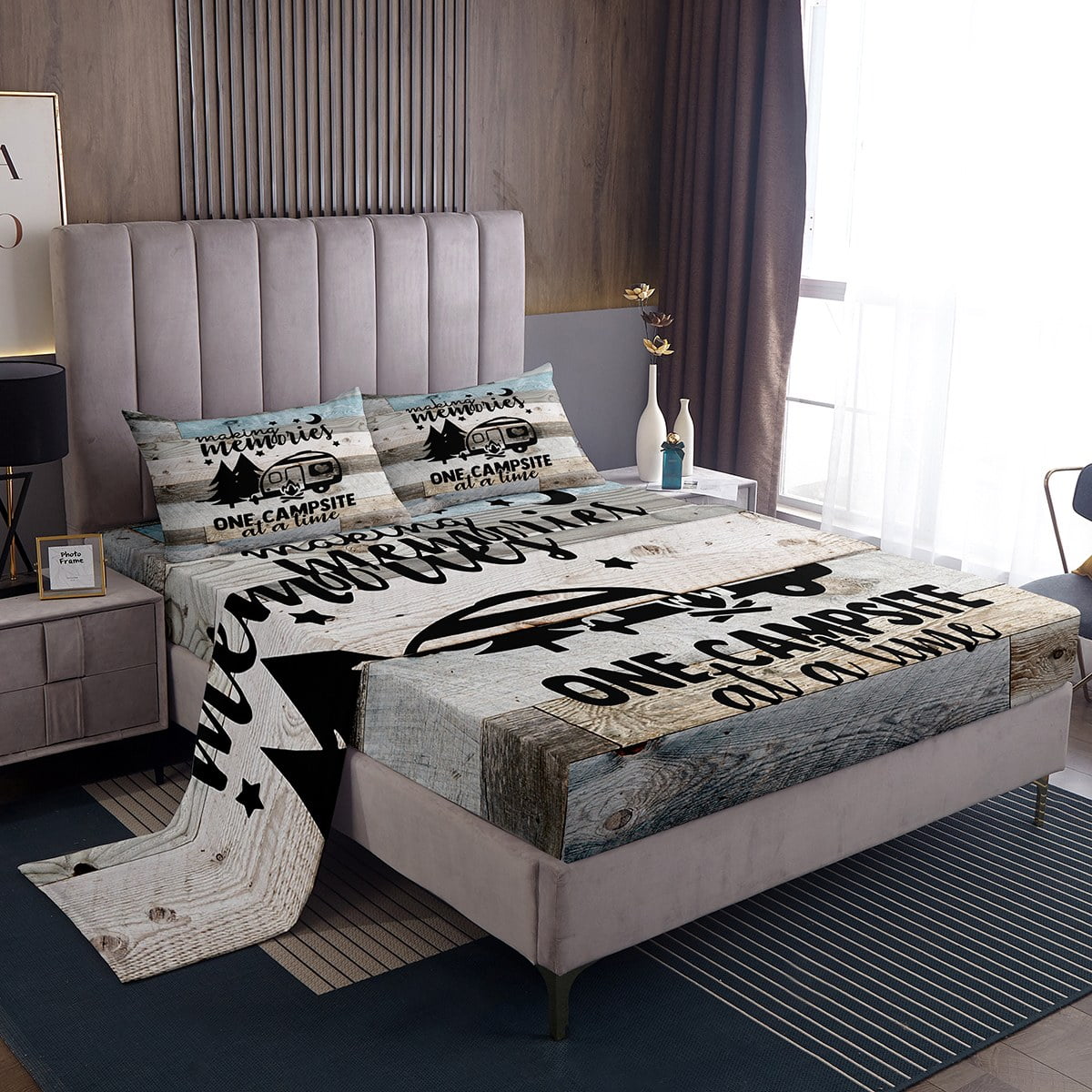 RV Camper Bed Sheets Queen,Camping Sheet Set Camping Decor,RV Travel ...