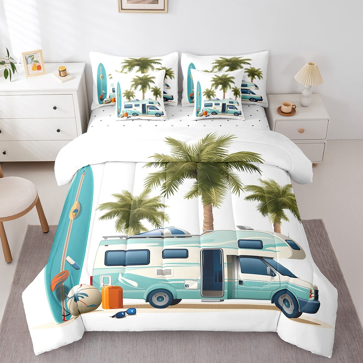 RV Camper Bedding Comforter Sets 7-Piece Sea Surfing Sports Bed in a ...