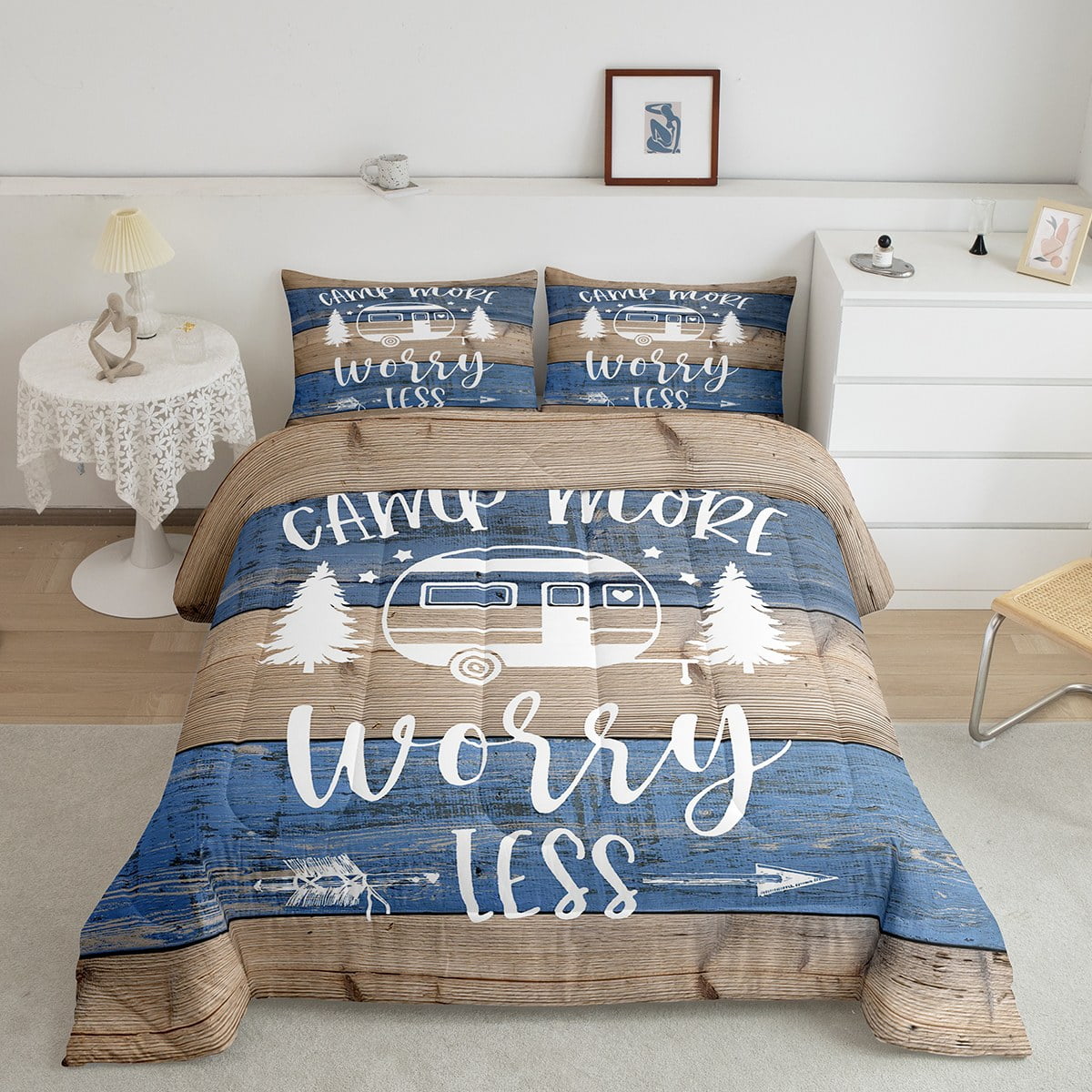 RV Camper Bedding Queen,Camping Comforter Set Camping Decor,RV Travel ...