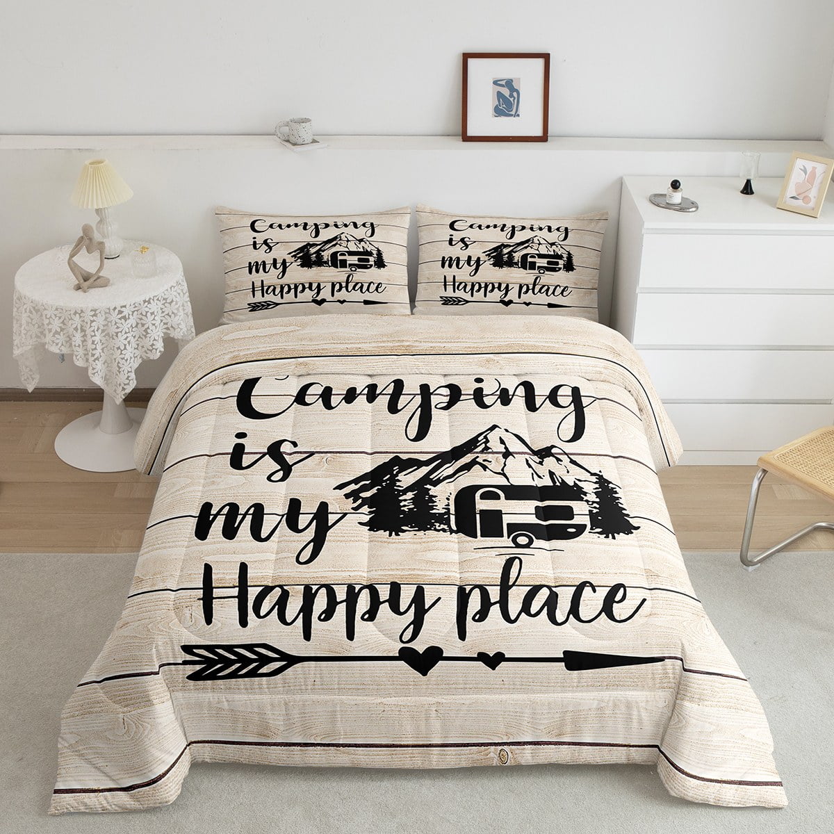RV Camper Bedding Queen,Camping Comforter Set Camping Decor,RV Travel ...