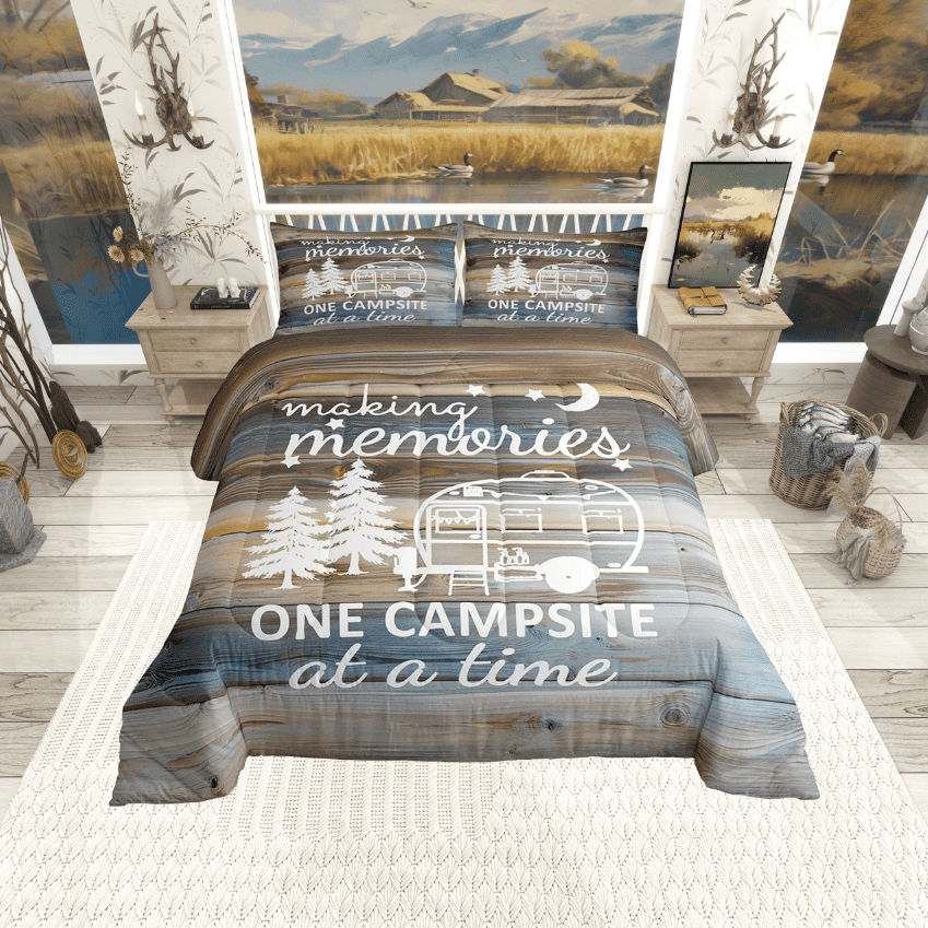 RV Camper Bedding Queen,Camping Comforter Set Camping Decor,RV Travel ...