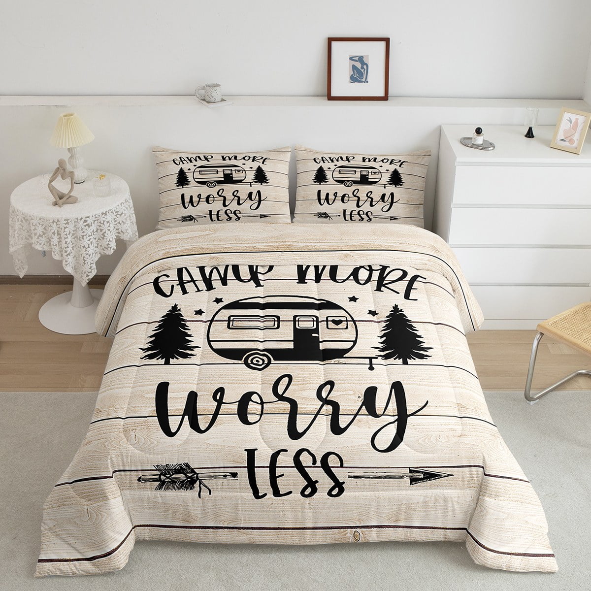 RV Camper Bedding Queen,Camping Comforter Set Camping Decor,RV Travel ...