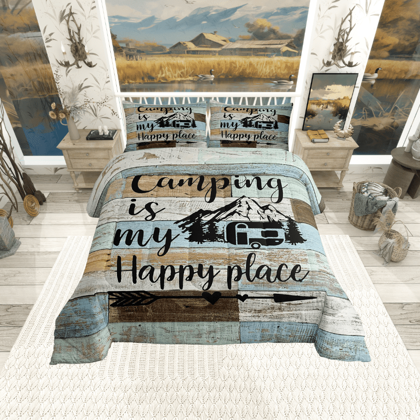 RV Camper Bedding Queen,Camping Comforter Set Camping Decor,RV Travel ...